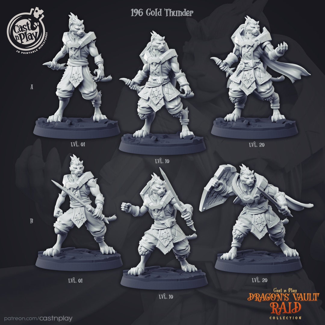 Tabaxi Fighter Catfolk Miniature - Castnplay - Dnd Miniatures - Role ...