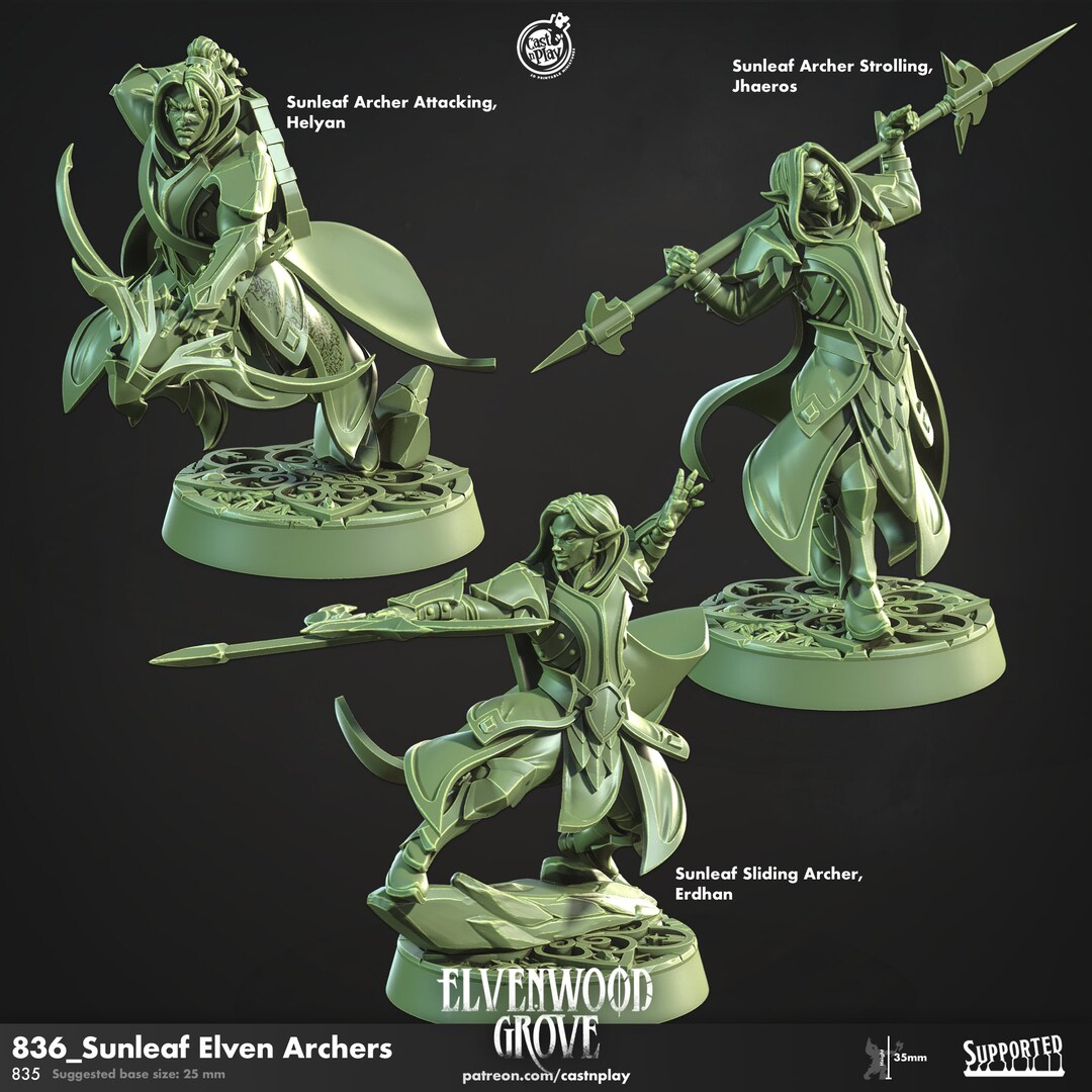 Sunleaf Elf Archer Miniatures - Castnplay - Dnd Miniatures - Role ...