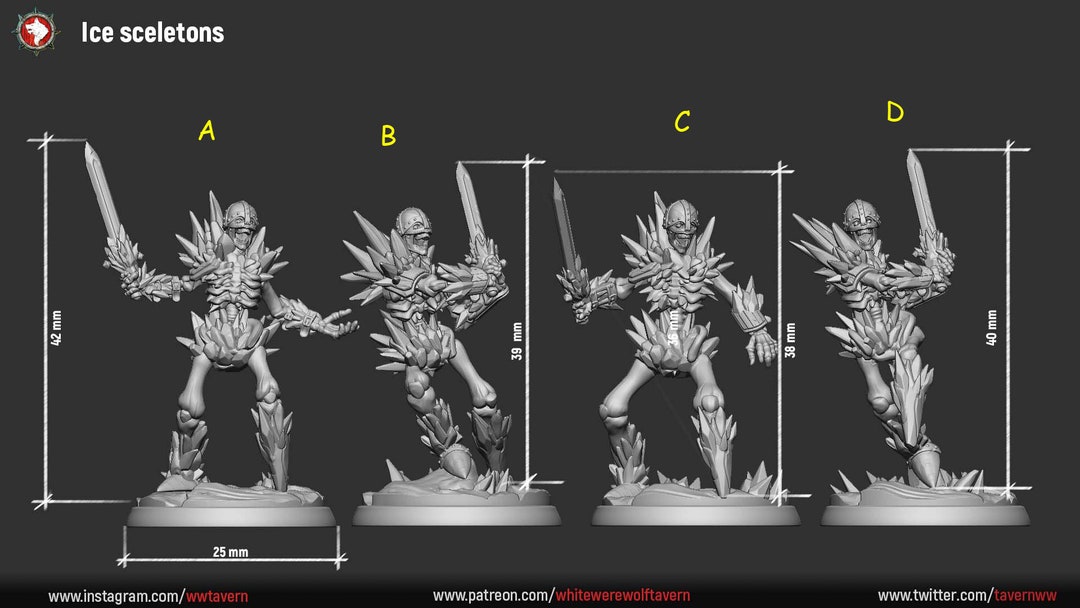 Ice Skeleton Miniatures - Dnd Miniatures - Role Playing Game - Tabletop ...