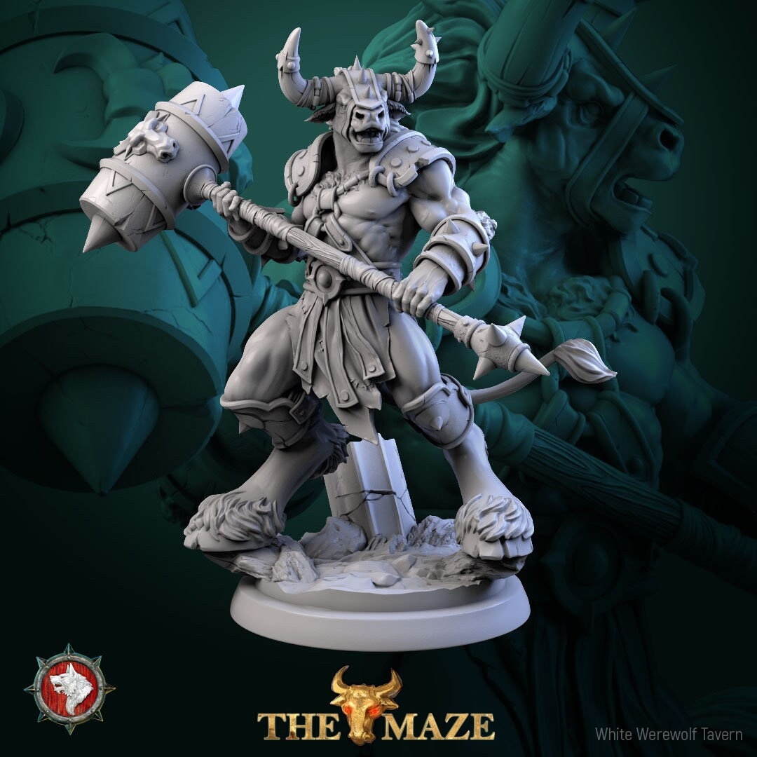 Minotaur Barbarian Miniature - Dnd Miniatures - Role Playing Game ...