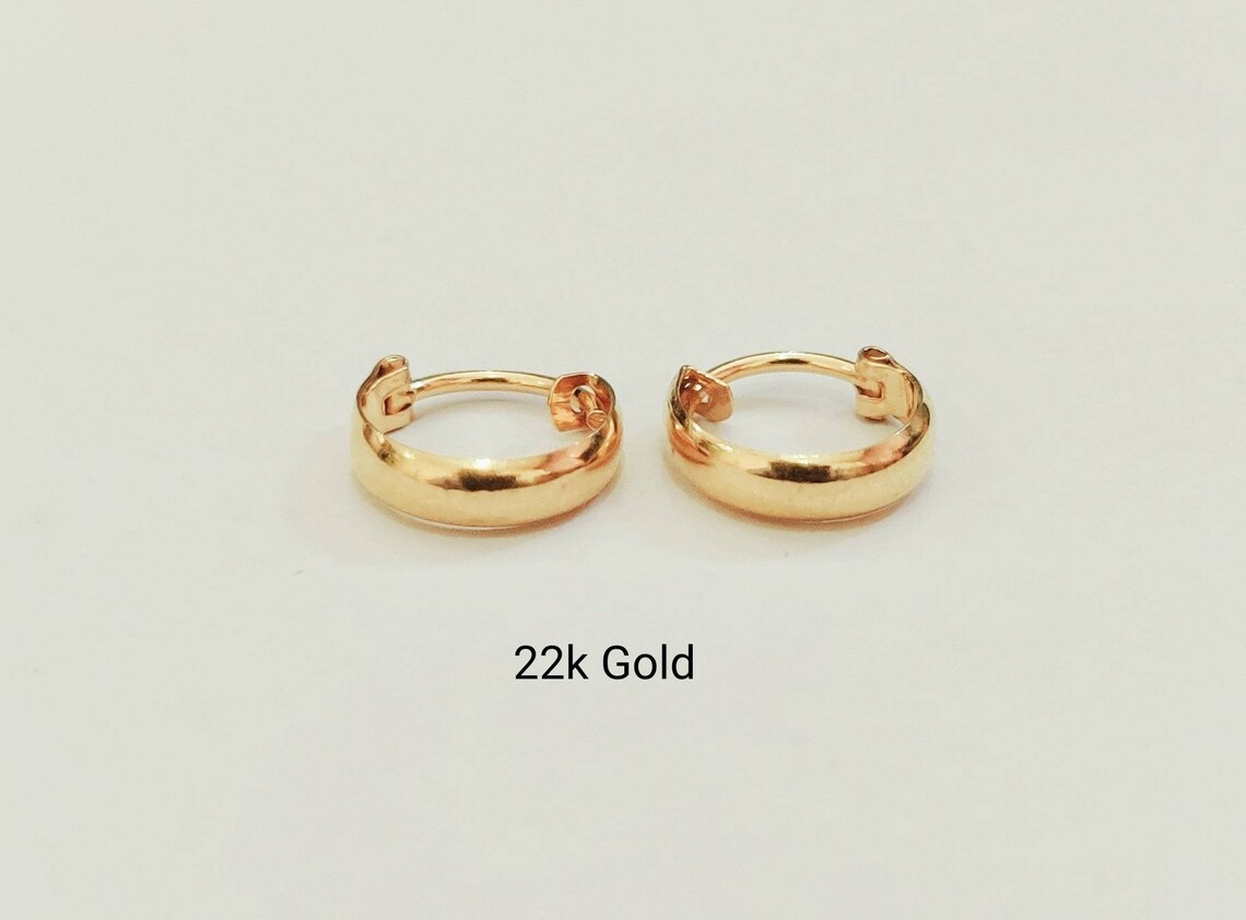 22k Gold Hoops Solid Gold Hoops Tiny Gold Hoops Simple Gold - Etsy