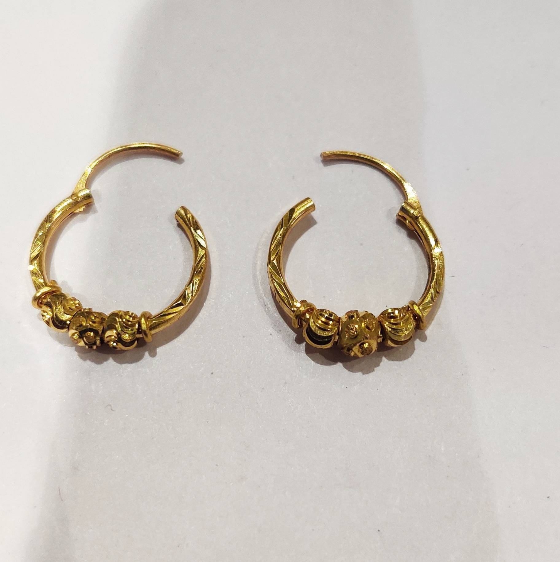 22k Gold Hoops Rajasthani Gold Hoops Unisex Gold Hoops - Etsy