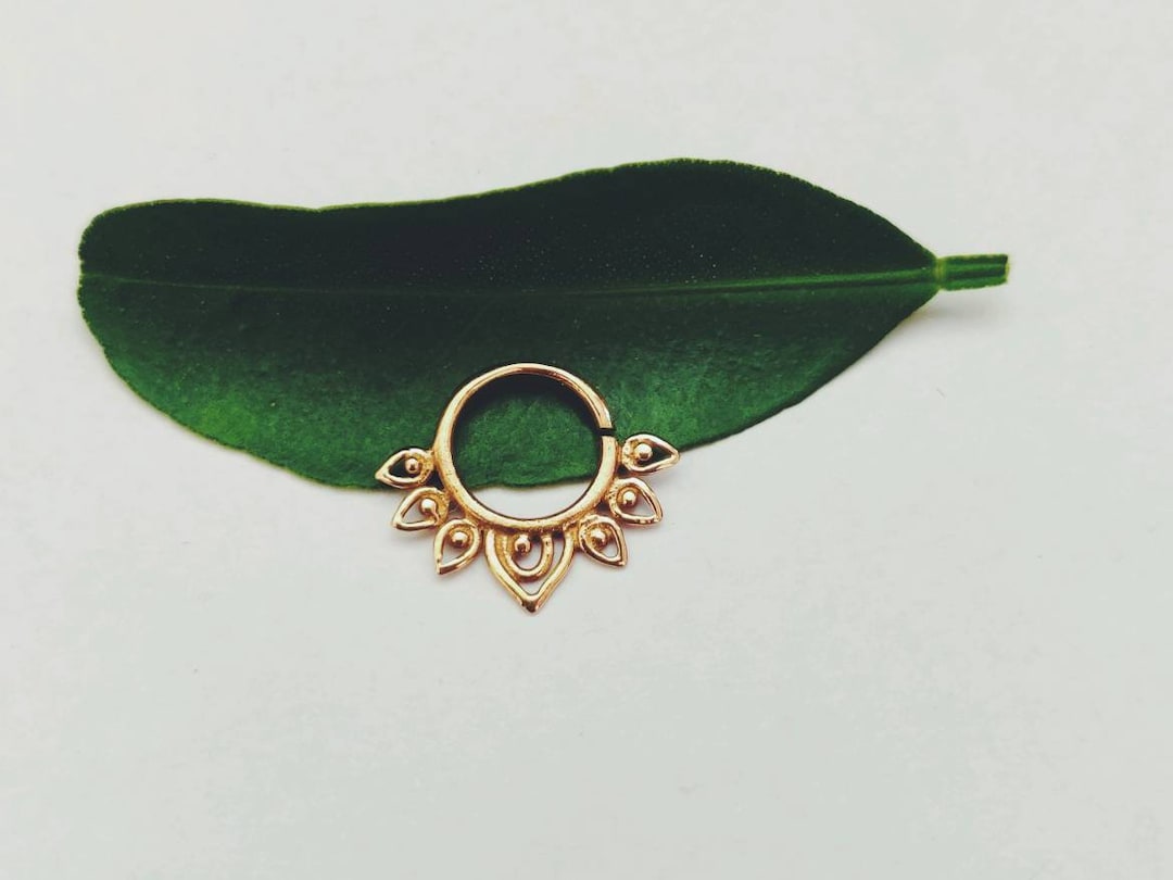 Brass Septum- Bronze Septum - Septum Piercing - Lotus Septum - Flower ...