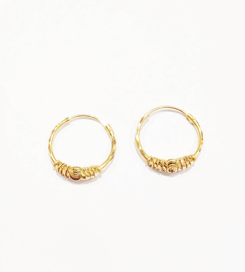 22k Gold Hoops Bold Design Gold Hoops Elegant Indian Hoops - Etsy