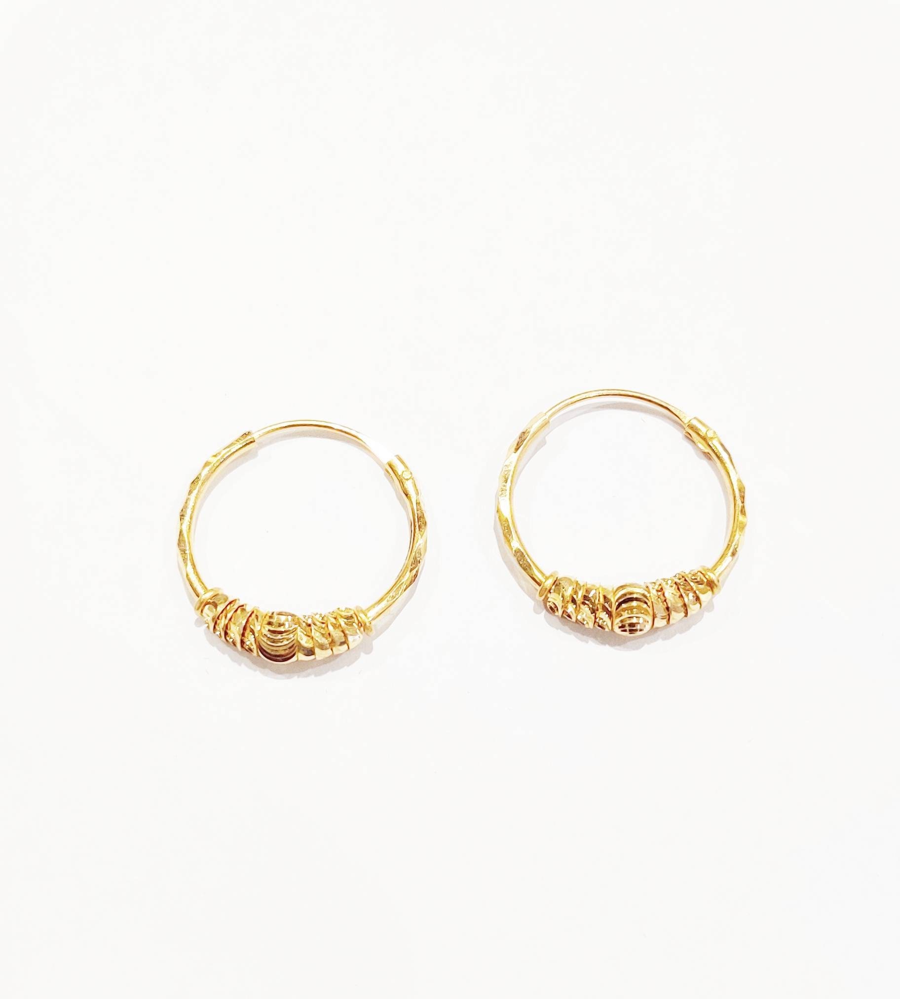 22k Gold Hoops Bold Design Gold Hoops Elegant Indian Hoops - Etsy