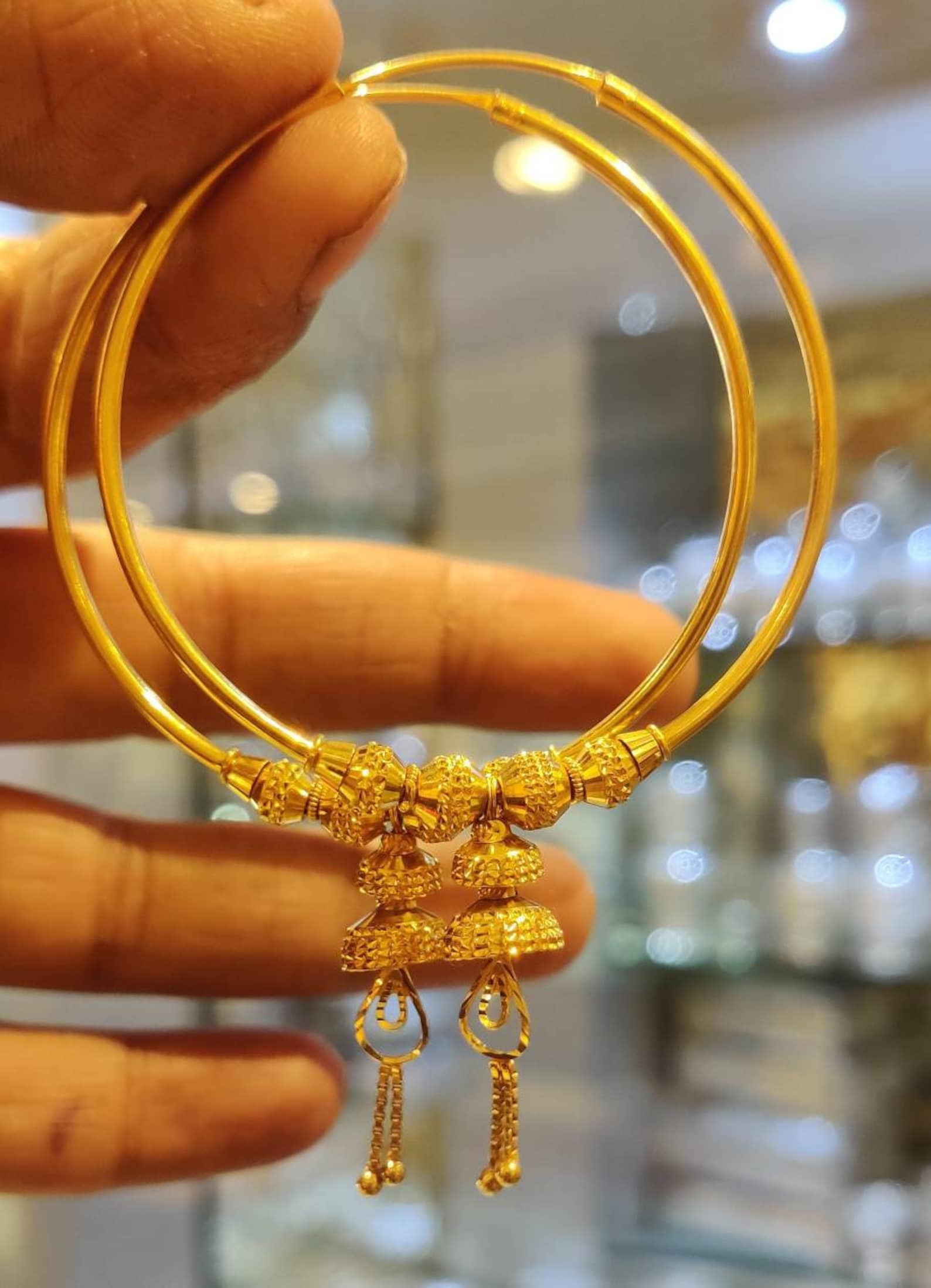 50mm 22K Gold Large Hoops, Solid Gold Hoops, Big Gold Earrings ...