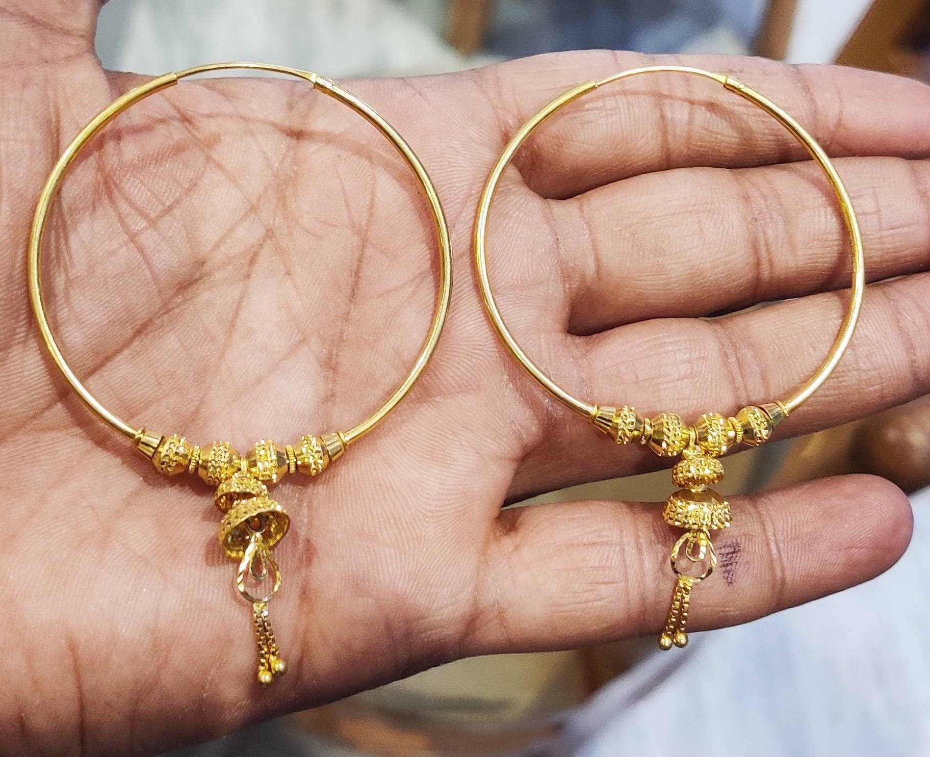 50mm 22K Gold Large Hoops, Solid Gold Hoops, Big Gold Earrings ...