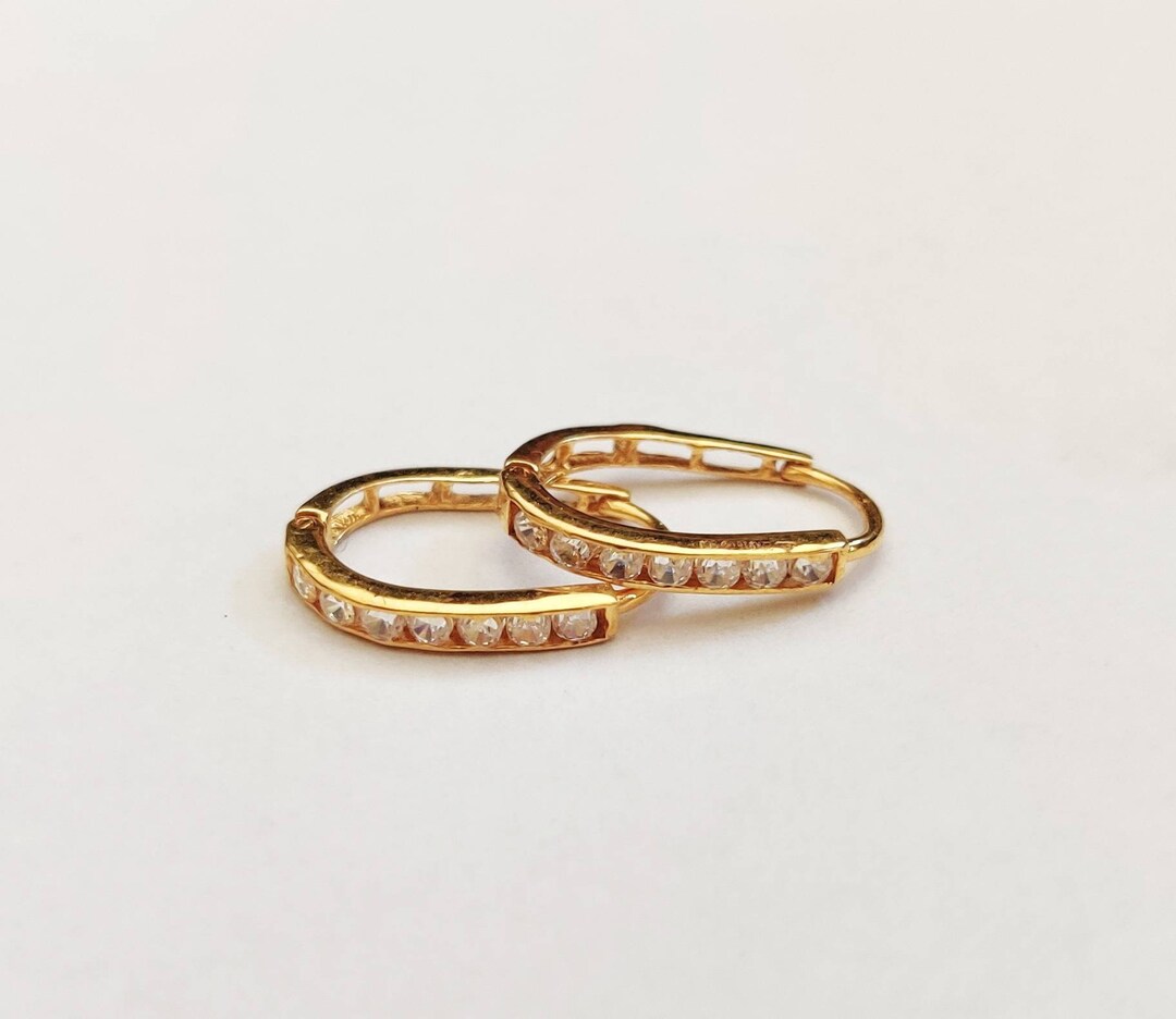 22k Gold Hoops, Click Lock Gold Hoops, AD Diamond Gold Hoops, Classic ...