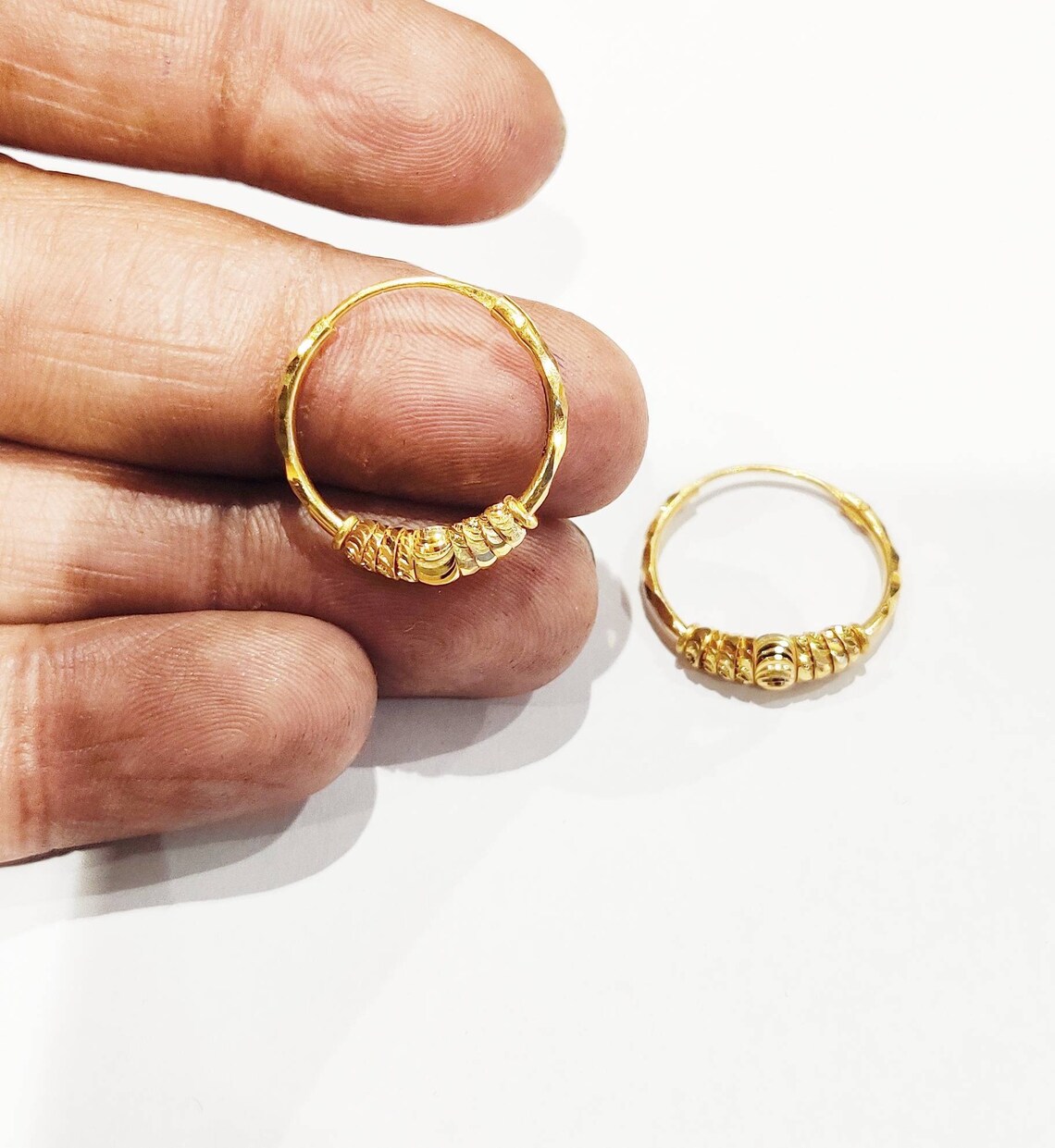 22k Gold Hoops Bold Design Gold Hoops Elegant Indian Hoops - Etsy