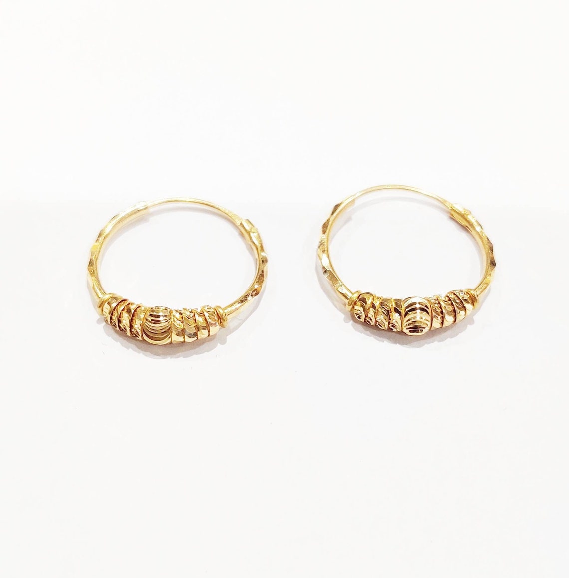 22k Gold Hoops Bold Design Gold Hoops Elegant Indian Hoops - Etsy