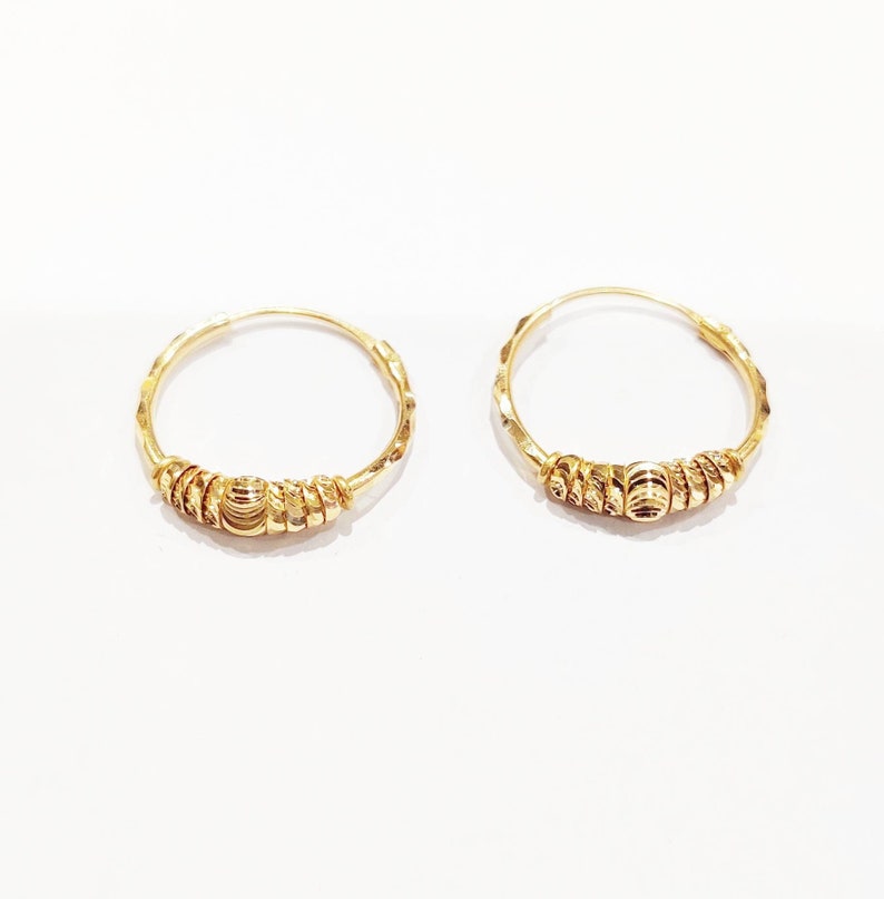 22k Gold Hoops Bold Design Gold Hoops Elegant Indian Hoops - Etsy