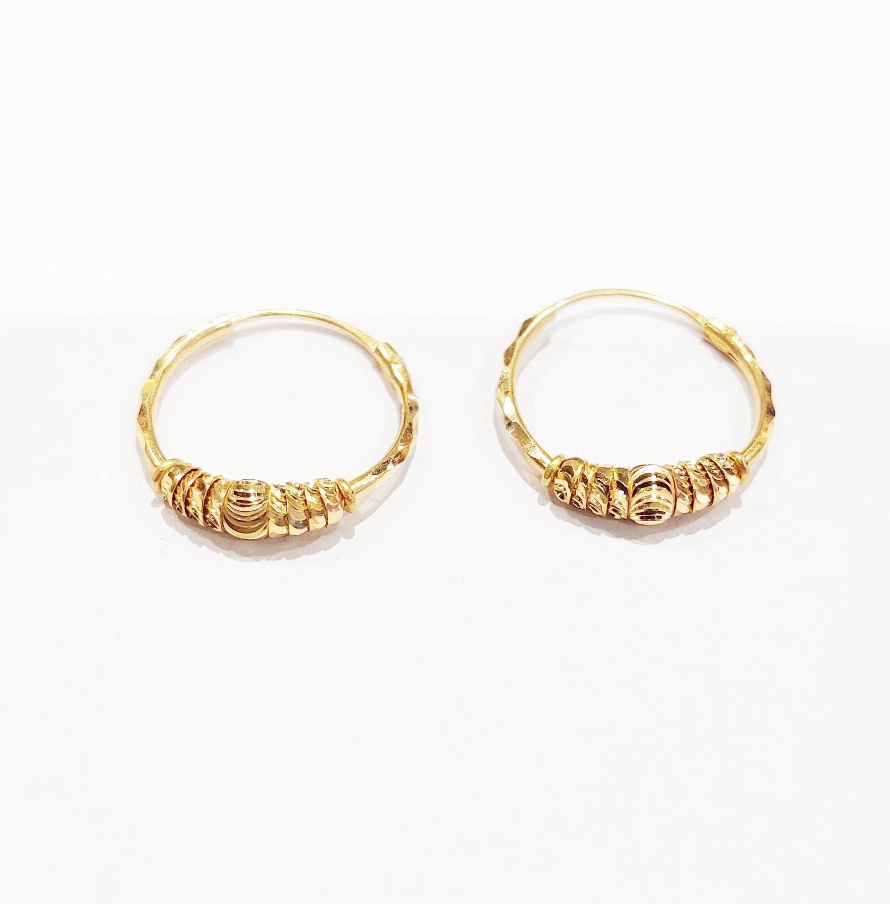 22k Gold Hoops Bold Design Gold Hoops Elegant Indian Hoops - Etsy