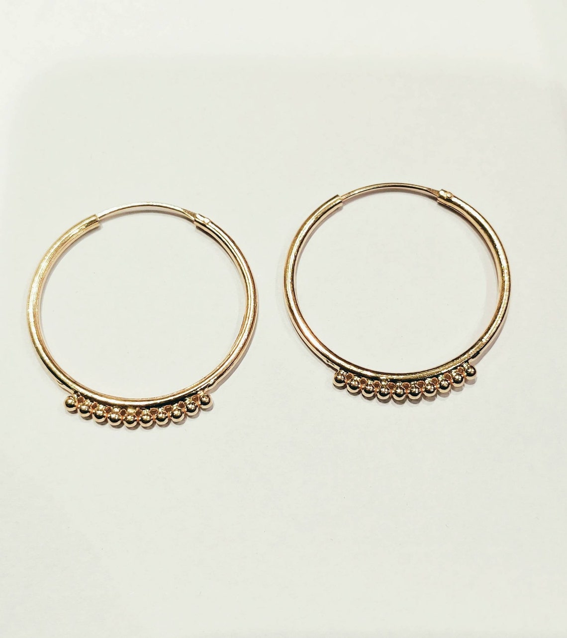 22k Hallmarked Gold Hoops, Indian Gold Hoops, Rajasthani Ball Hoops ...