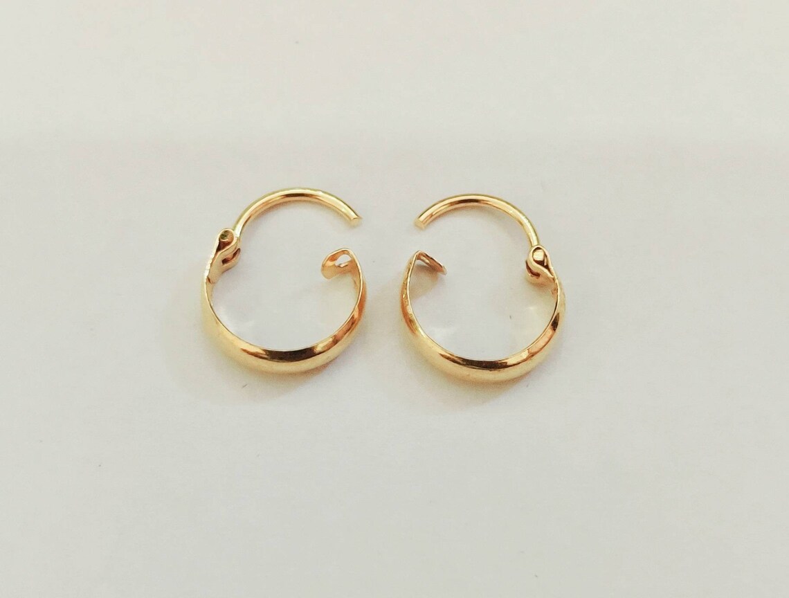 22k Gold Hoops Solid Gold Hoops Tiny Gold Hoops Simple Gold | Etsy