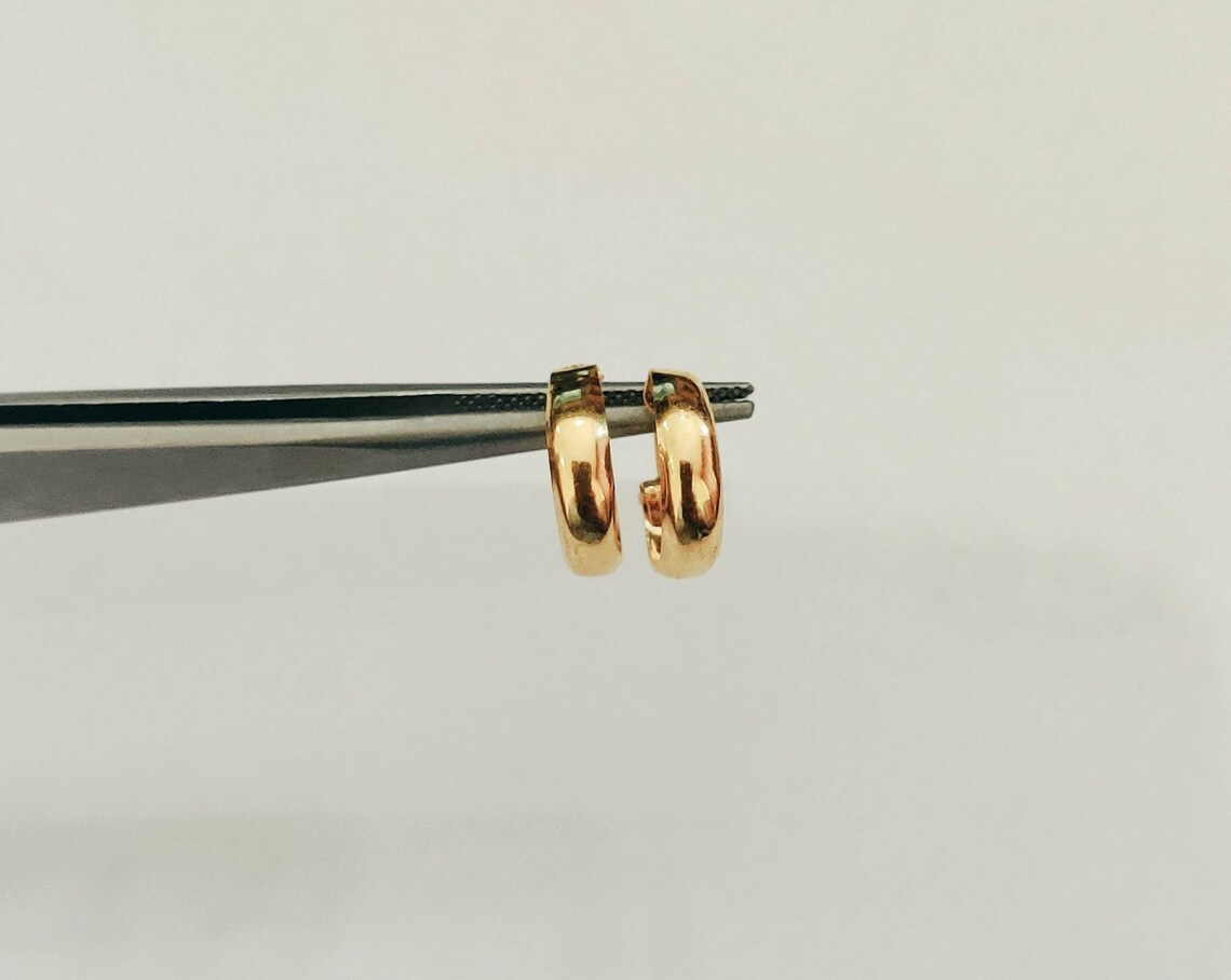 22k Gold Hoops Solid Gold Hoops Tiny Gold Hoops Simple Gold - Etsy
