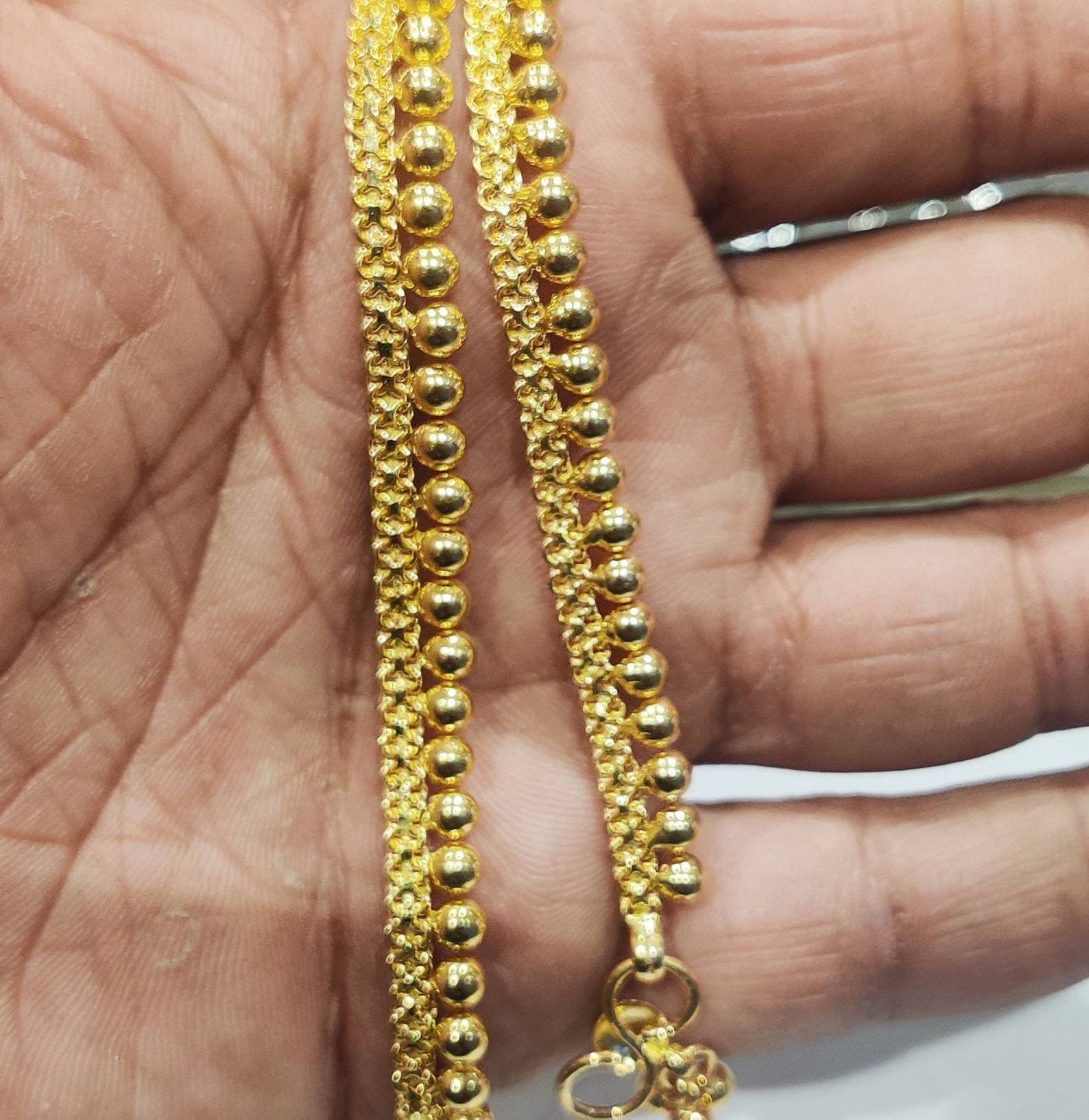 22k Gold Anklets, Solid Gold Anklet, Indian Anklet, Rajasthani Gold ...
