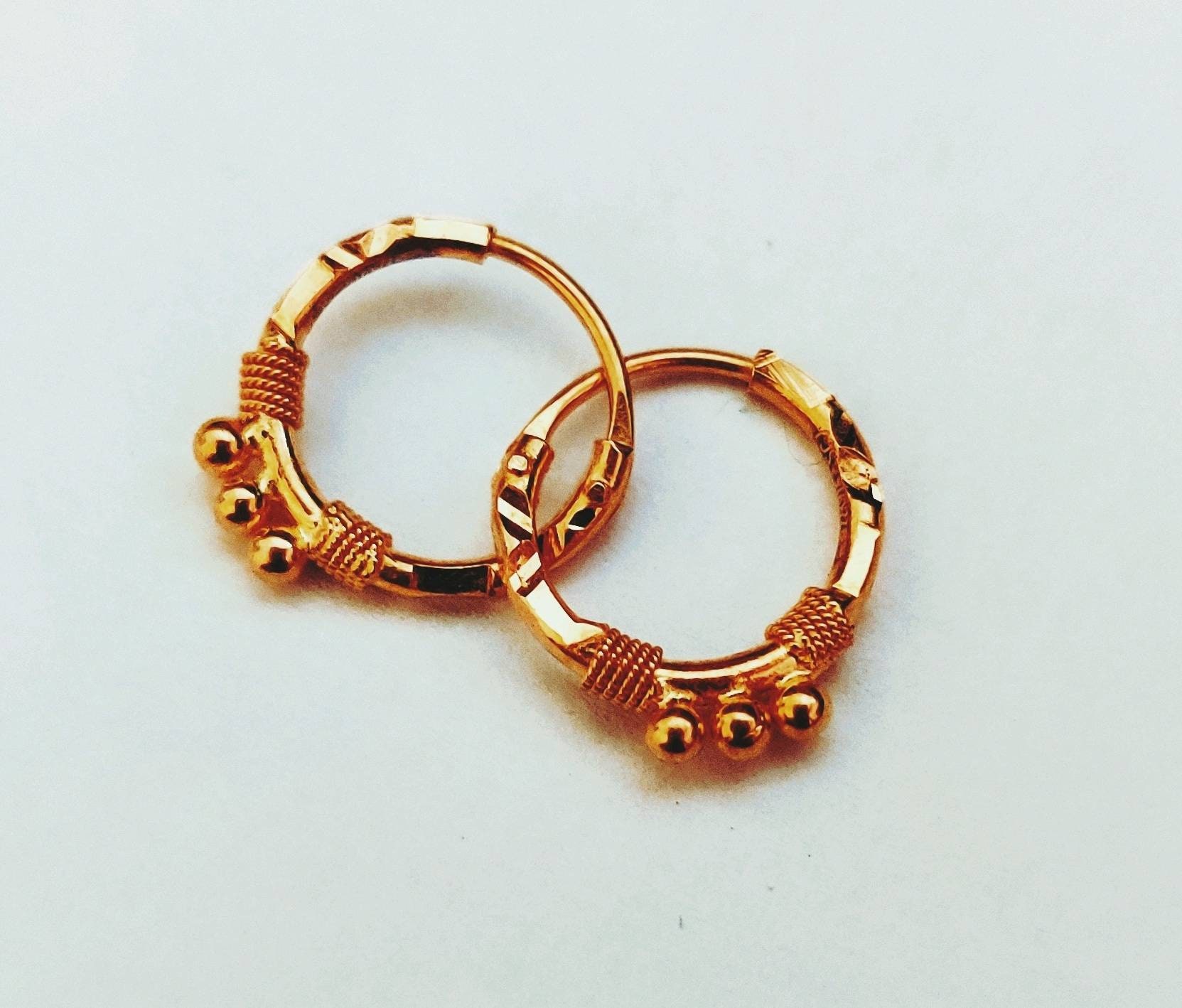 22K Gold Hoops, Solid Gold Hoops, Gold Earrings, Handmade Gold Hoops ...