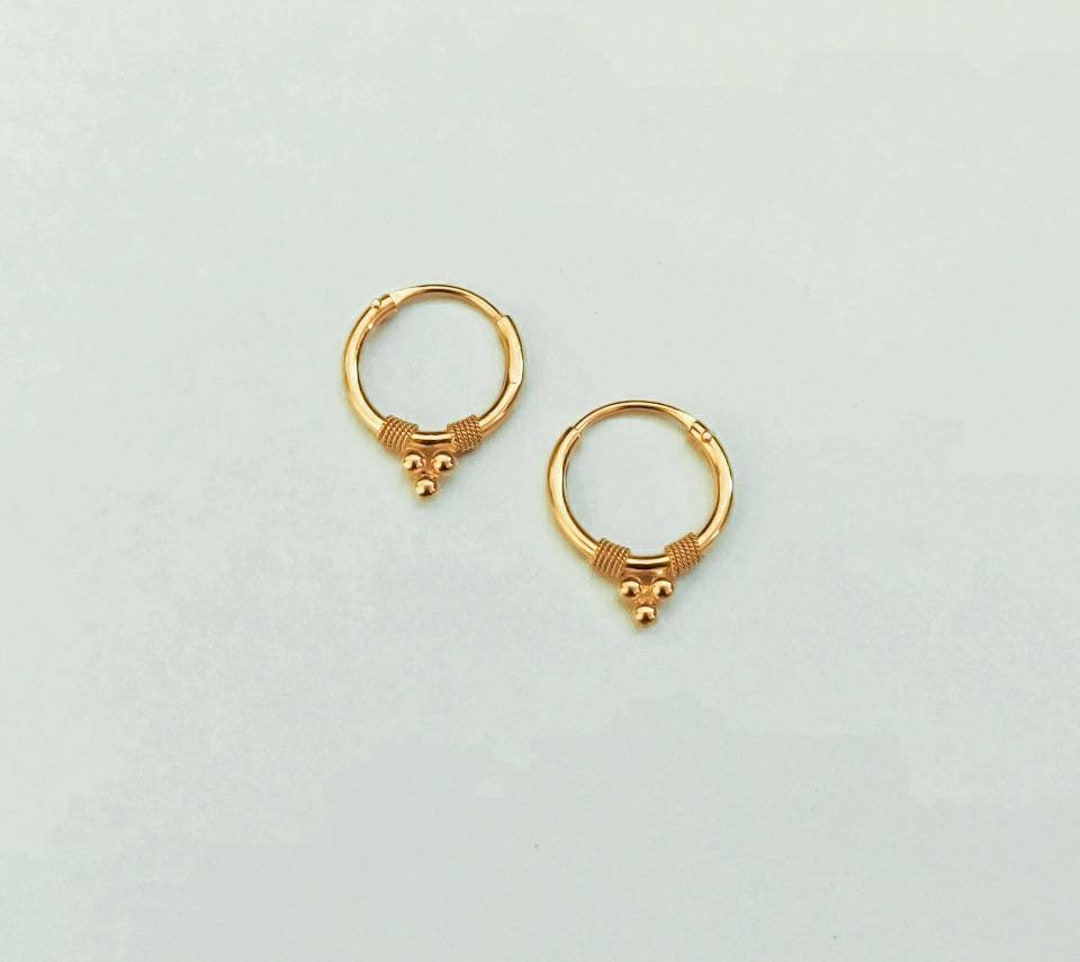 22k Gold Hoops, Indian Gold Hoops, Solid Gold Hoops, Minimal Gold Hoops ...