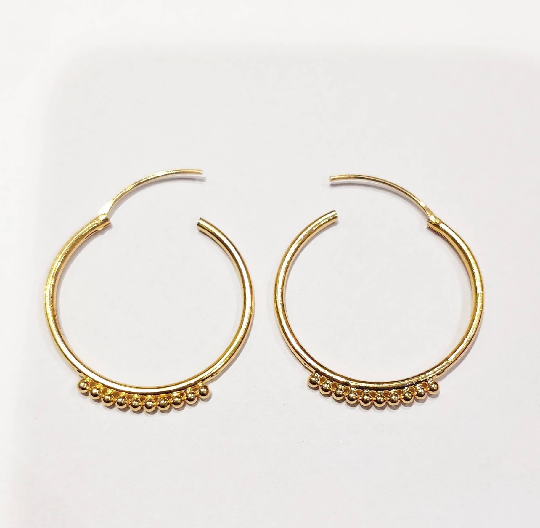 22k Hallmarked Gold Hoops, Indian Gold Hoops, Rajasthani Ball Hoops ...