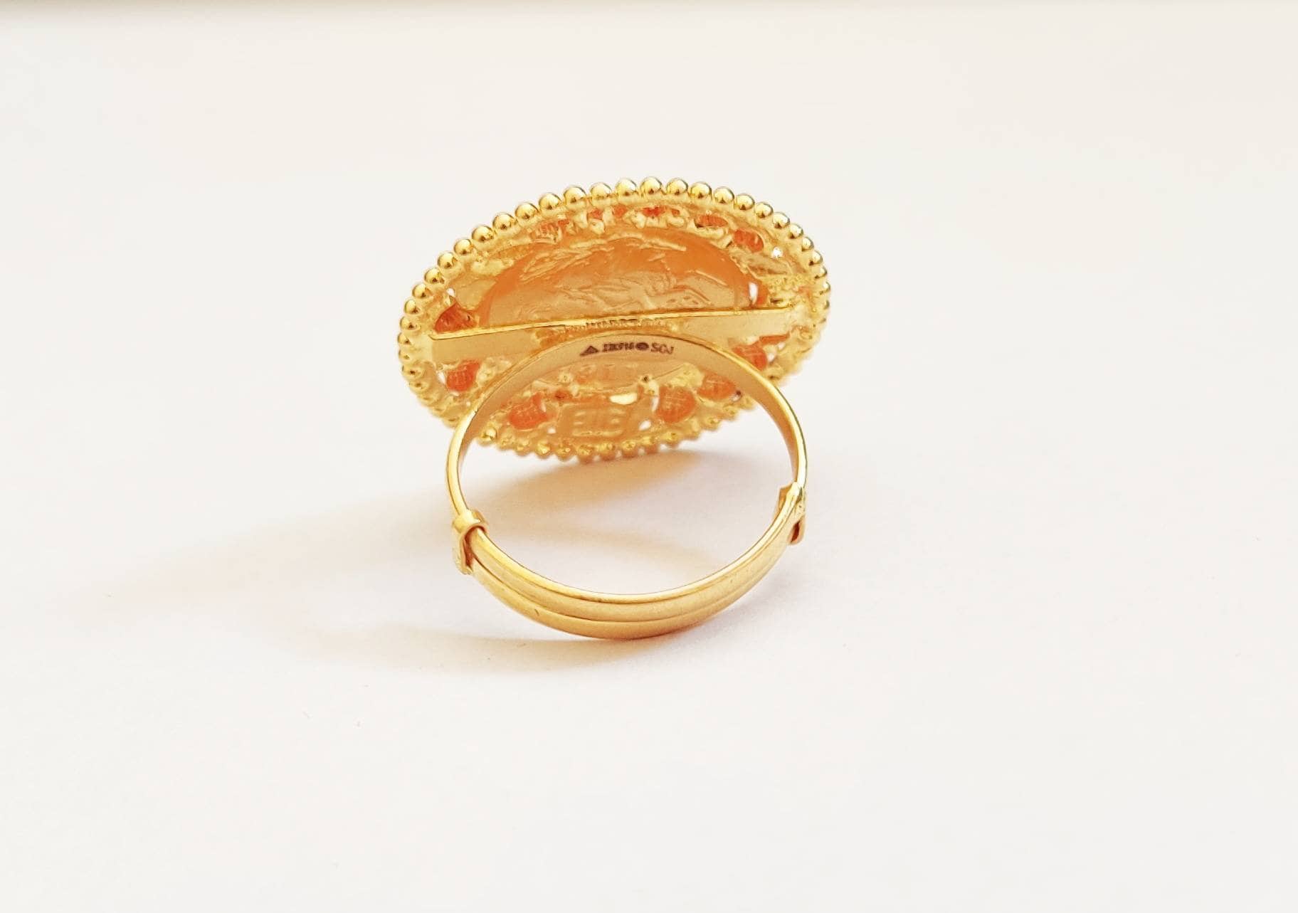 22k Solid Gold Coin Ring- Vintage Designer Gold Coin Ring- Ginni Coin ...