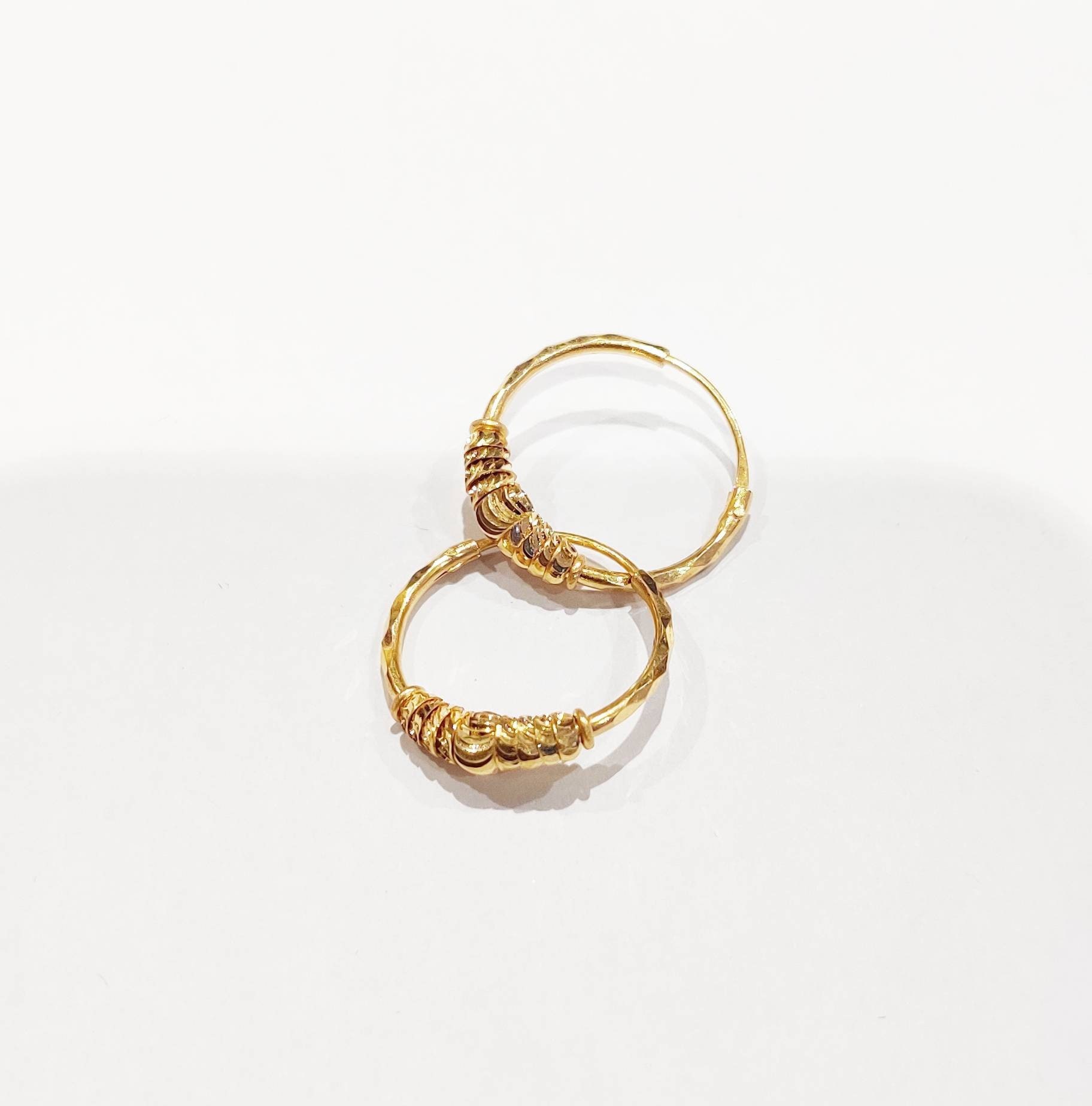 22k Gold Hoops Bold Design Gold Hoops Elegant Indian Hoops - Etsy