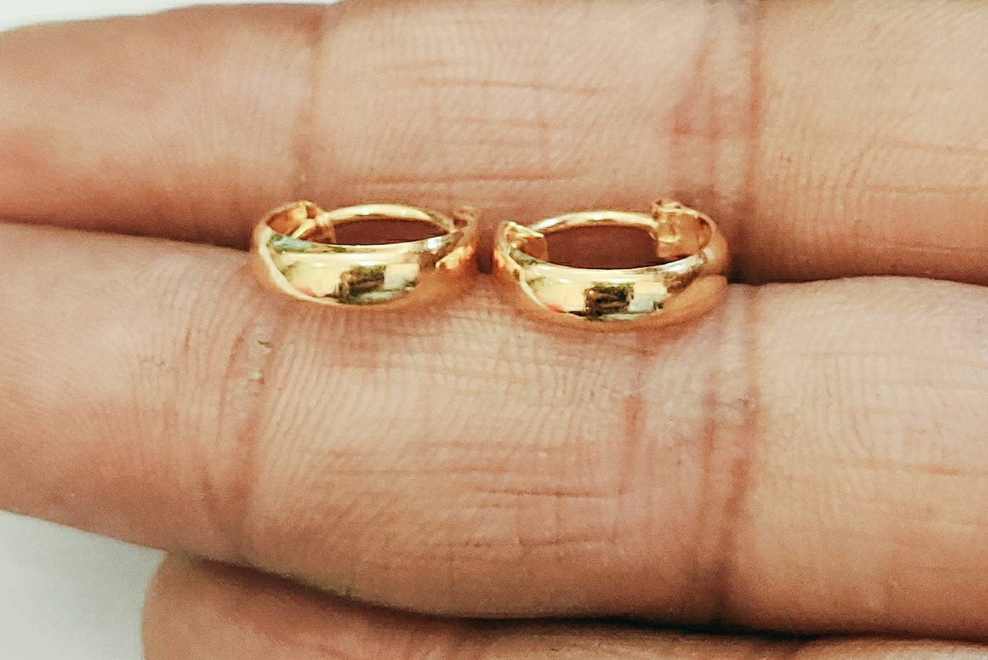 22k Gold Hoops Solid Gold Hoops Tiny Gold Hoops Simple Gold - Etsy