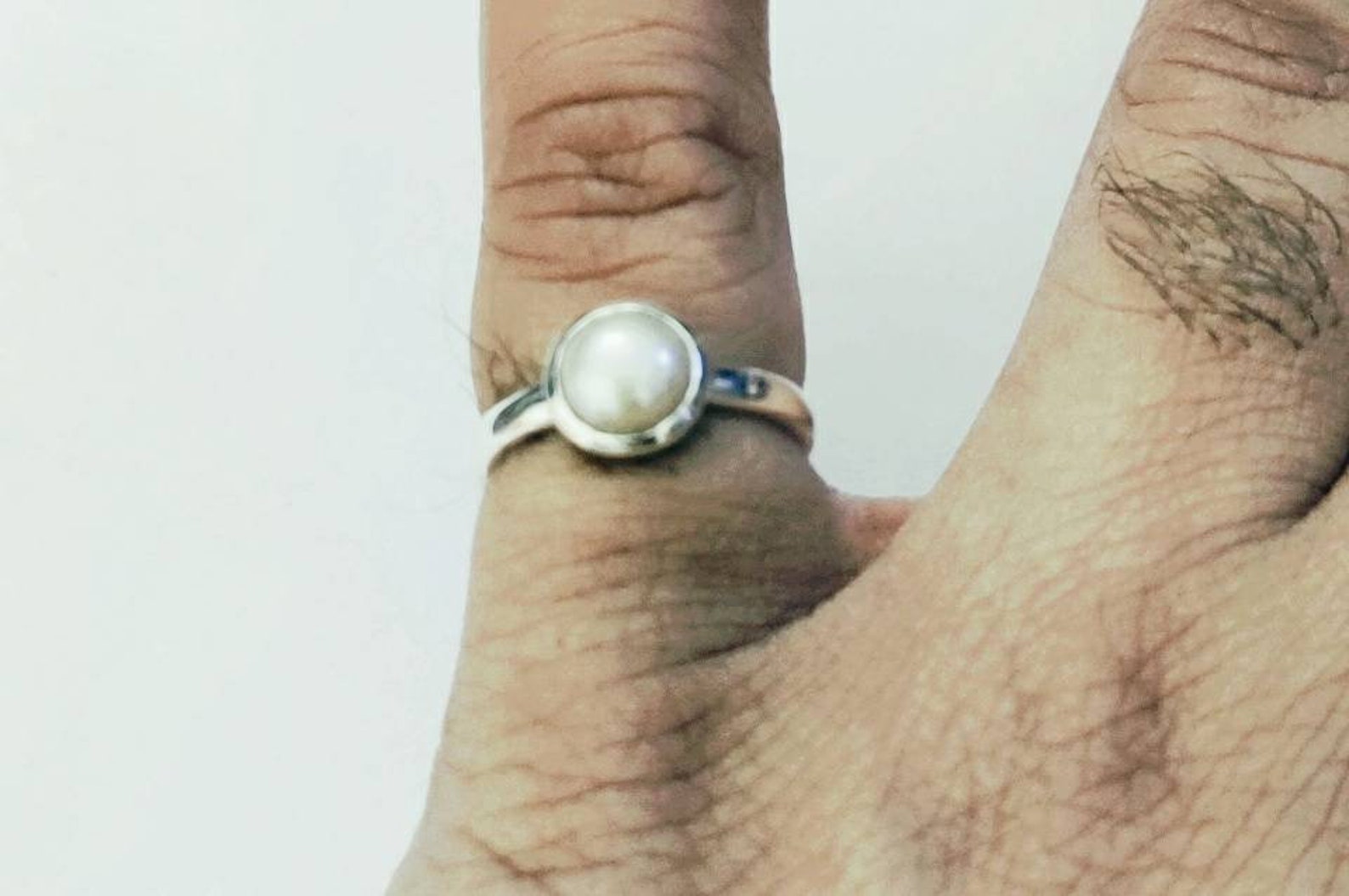Little Finger Silver Ring, Pinky Finger Ring, Pearl Ring, Anti Anger ...