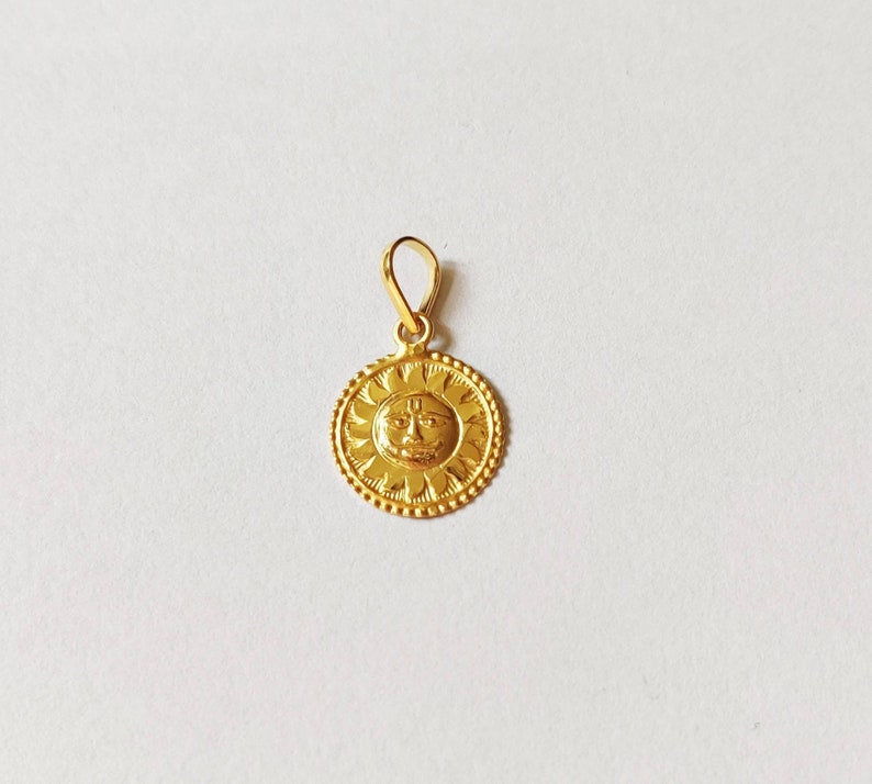 22k Gold Sun Pendant, Solar Celestial Star Sun Pendant, Lord Sun ...