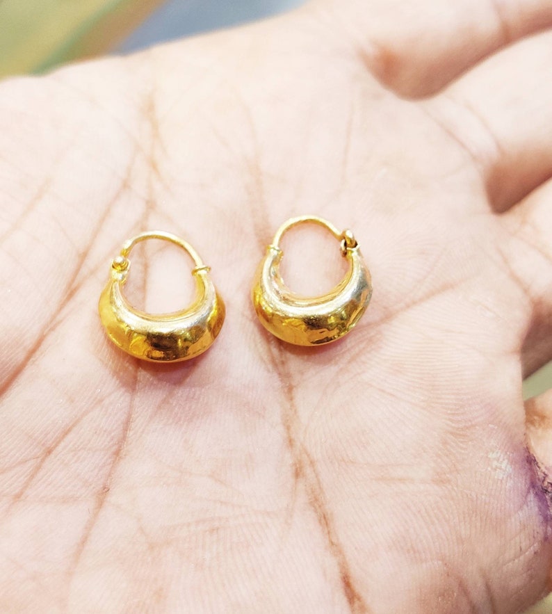 22k Gold Unisex Hoops Solid Gold Hoop Indian Tribal Gold - Etsy