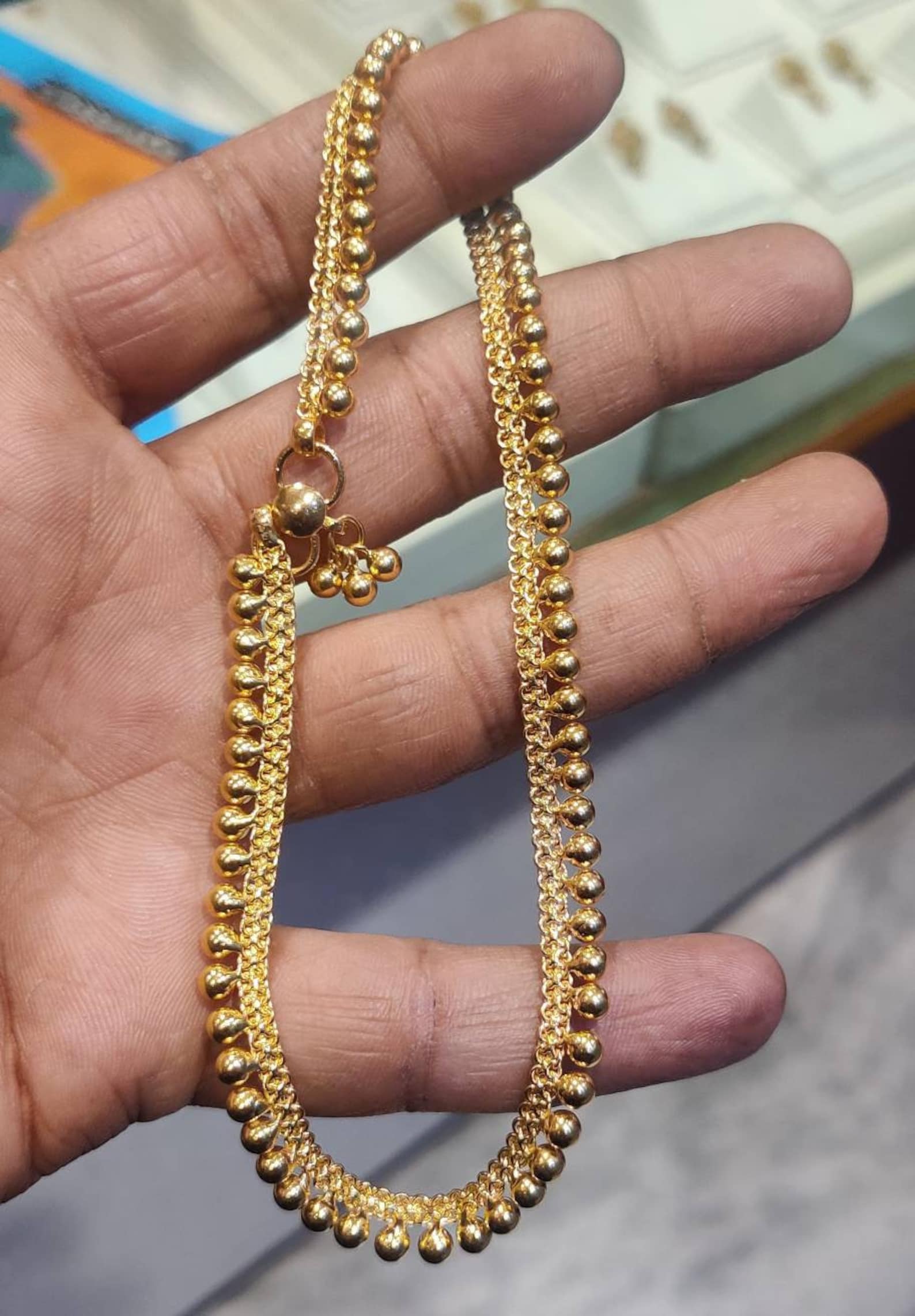 22k Gold Anklets, Solid Gold Anklet, Indian Anklet, Rajasthani Gold ...
