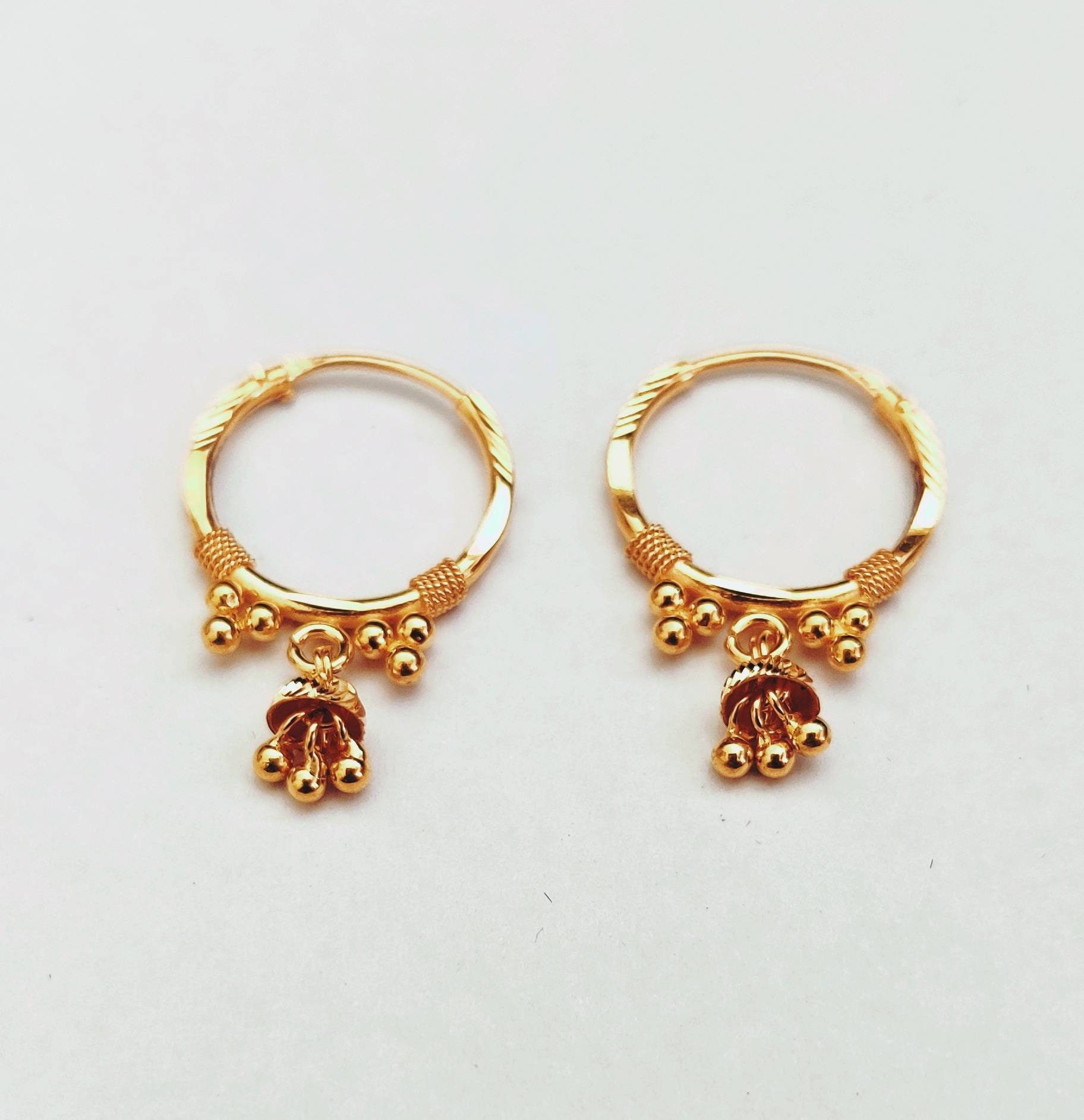 22K Gold Hoops Solid Gold Hoops Gold Earrings Handmade Gold | Etsy