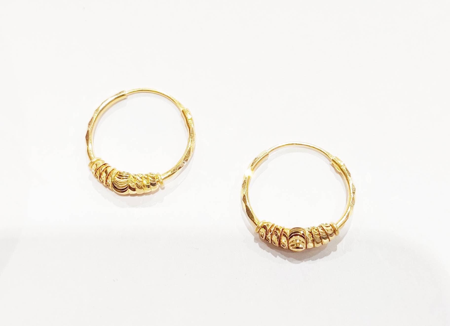22k Gold Hoops Bold Design Gold Hoops Elegant Indian Hoops - Etsy