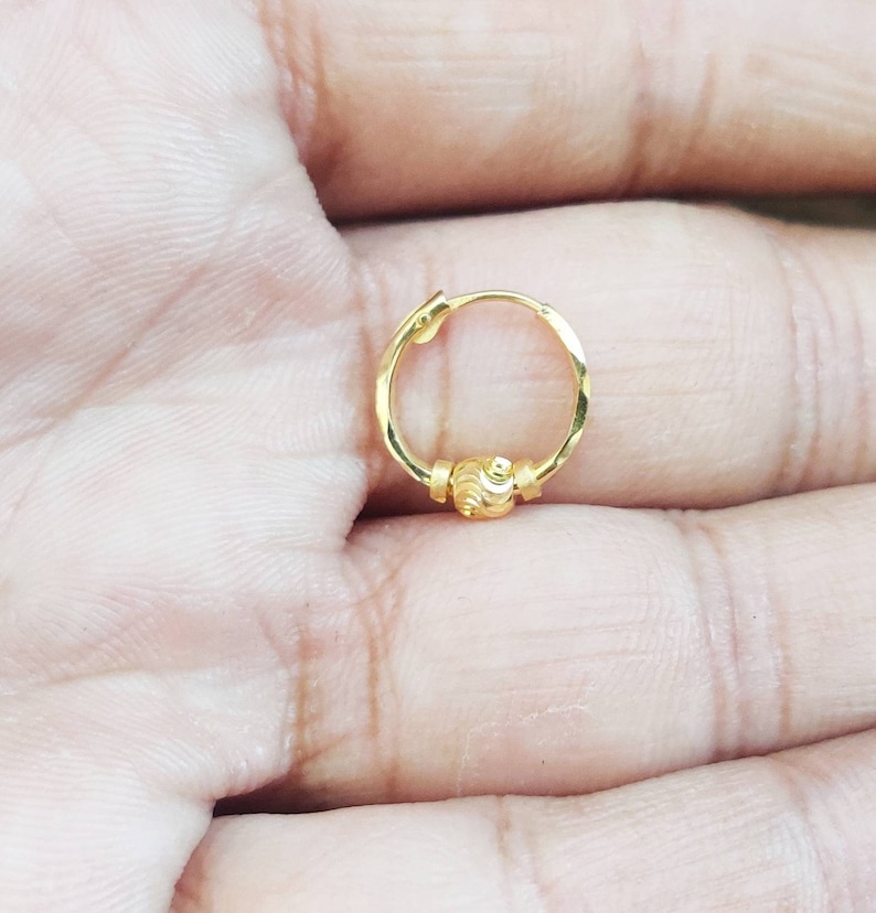 22k Gold Nose Ring, Nostril Ring, Indian Gold Nose Ring, Nose Jewellery ...