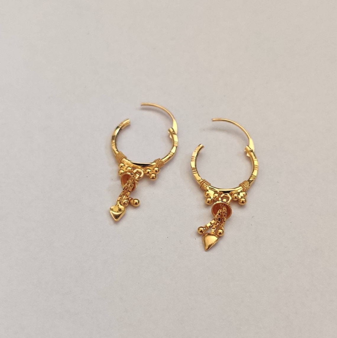 22K Gold Hoops Solid Gold Hoops Gold Earrings Handmade Gold - Etsy