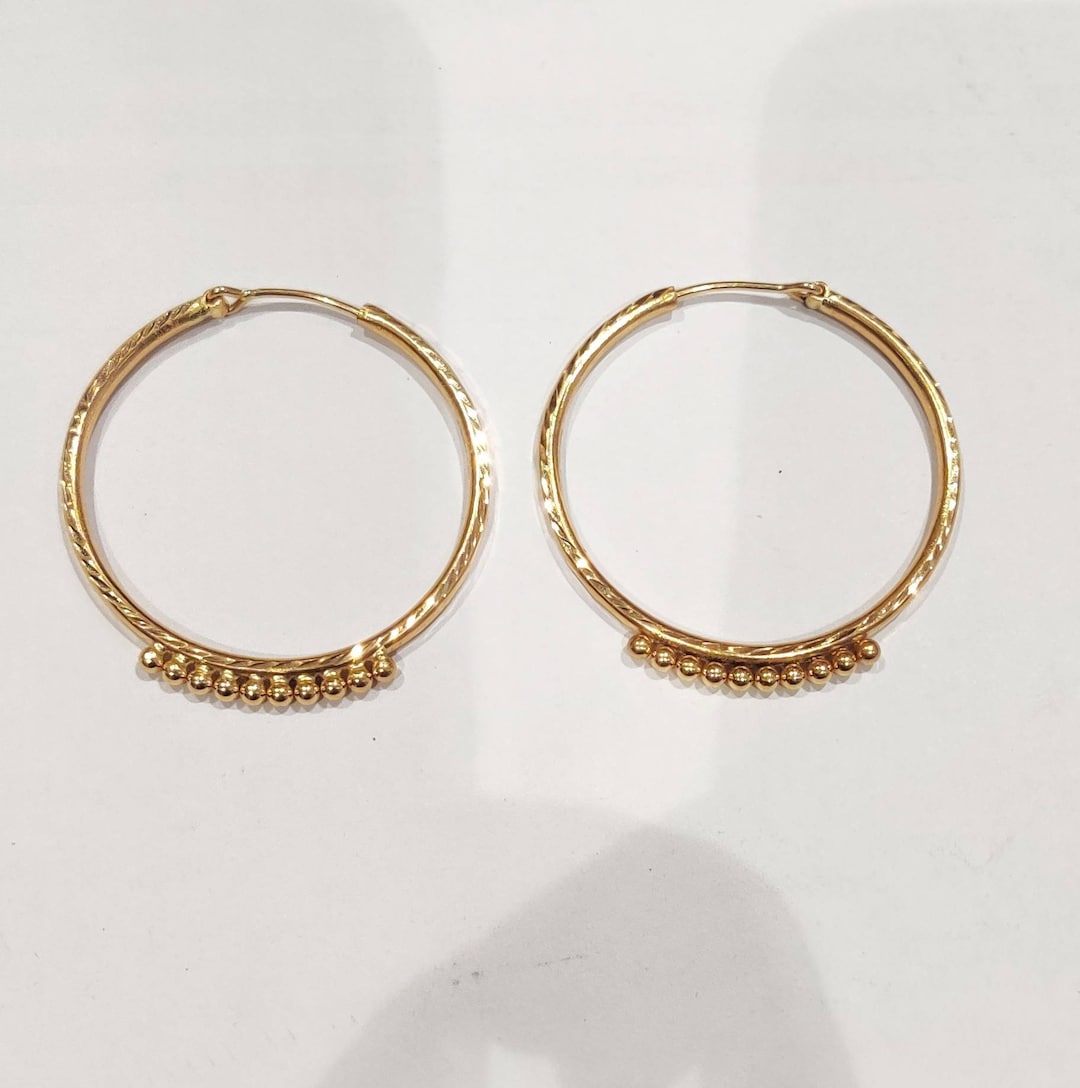 22K Gold Large Hoops, Solid Gold Hoops, Big Gold Earrings, Oversized ...