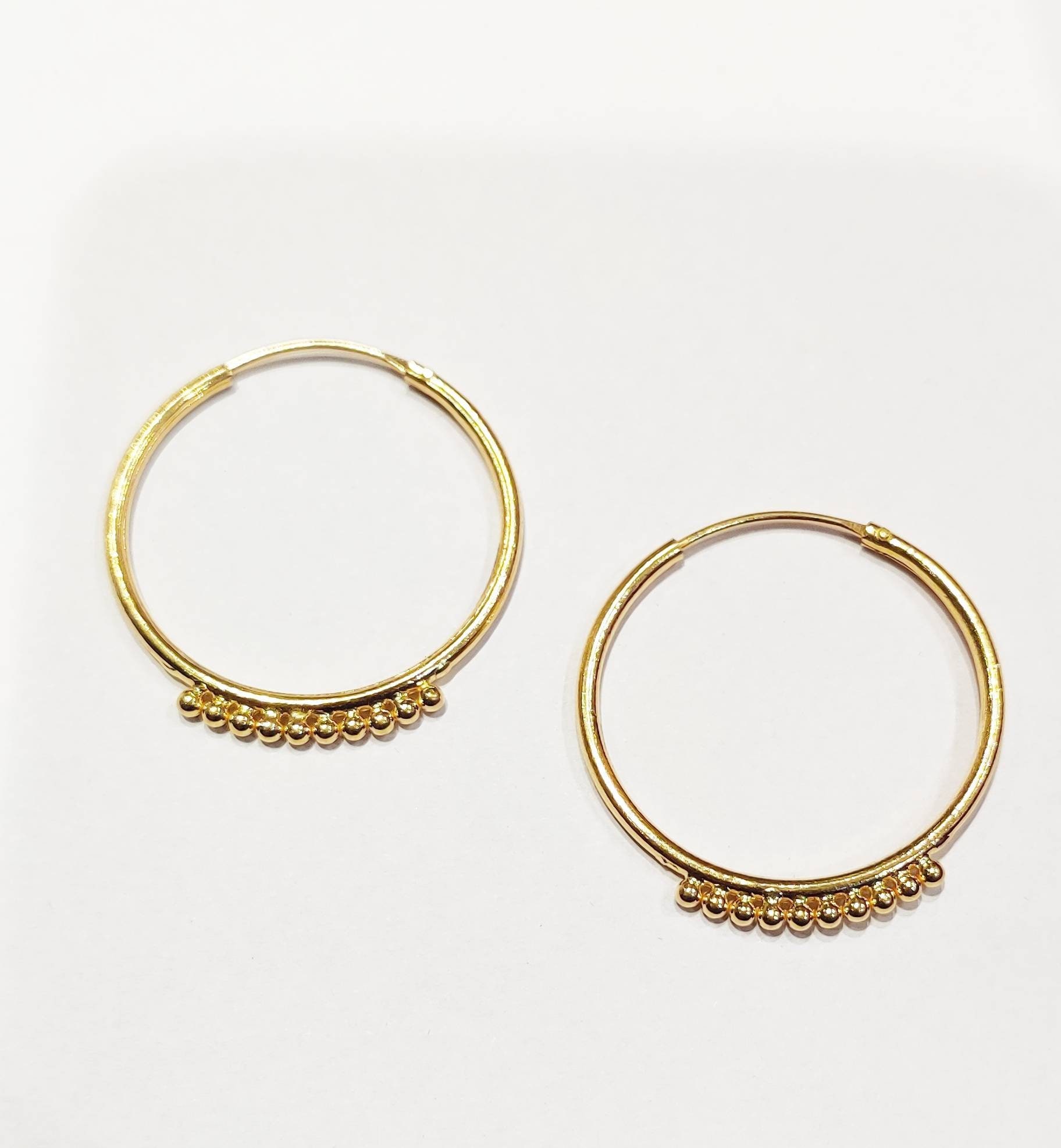 22k Hallmarked Gold Hoops, Indian Gold Hoops, Rajasthani Ball Hoops ...