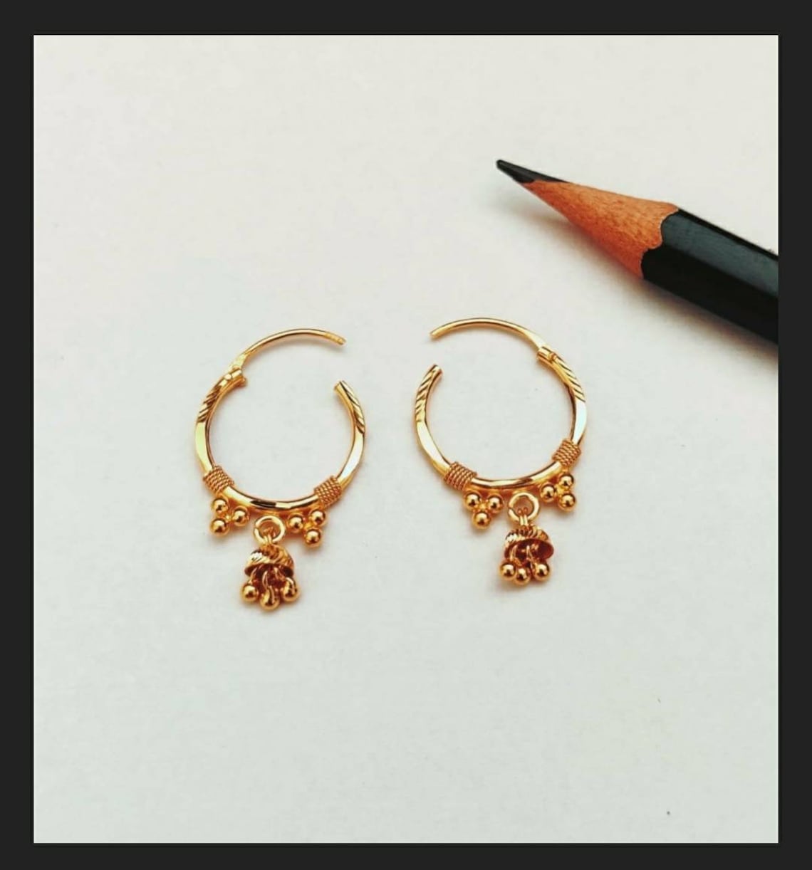 22K Gold Hoops Solid Gold Hoops Gold Earrings Handmade Gold | Etsy