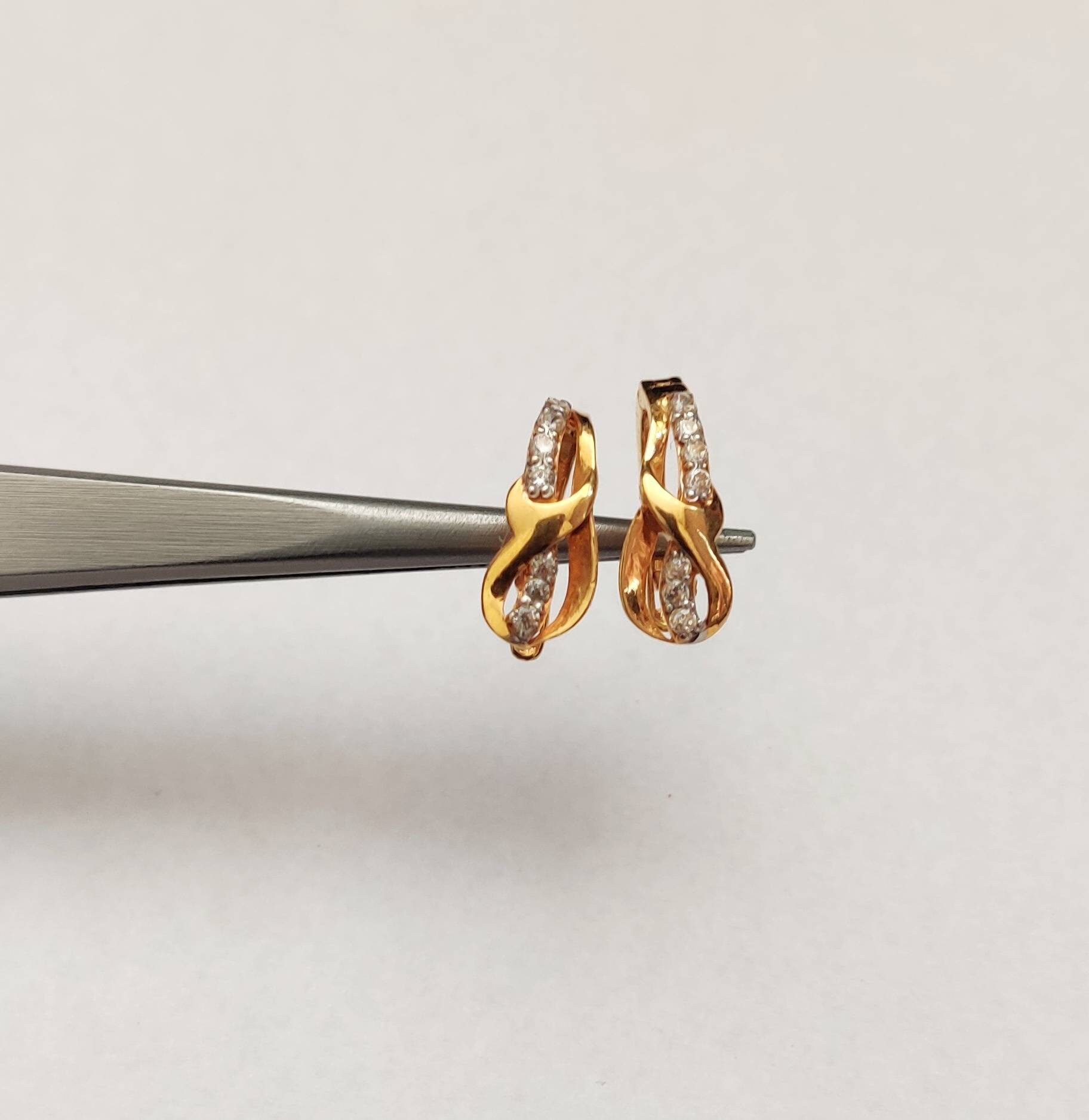 22k Gold Earrings-solid Gold U Shape Stud Earrings-indian Gold | Etsy