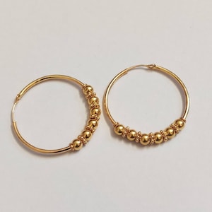 22k Hallmarked Gold Hoops, Indian Gold Hoops, Rajasthani Ball Hoops ...