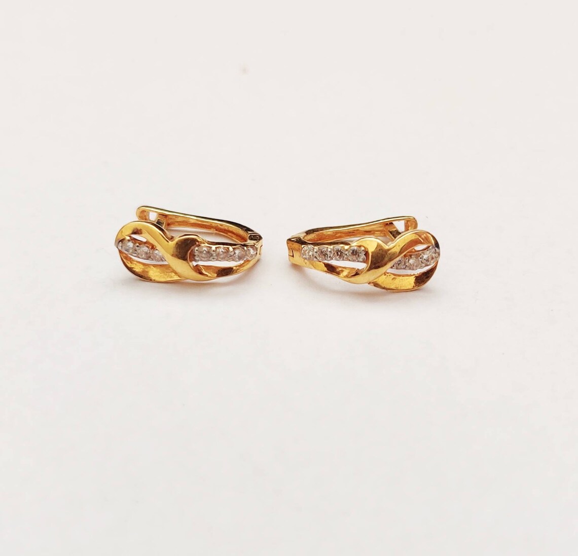 22k Gold Earrings-solid Gold U Shape Stud Earrings-indian Gold Stud ...