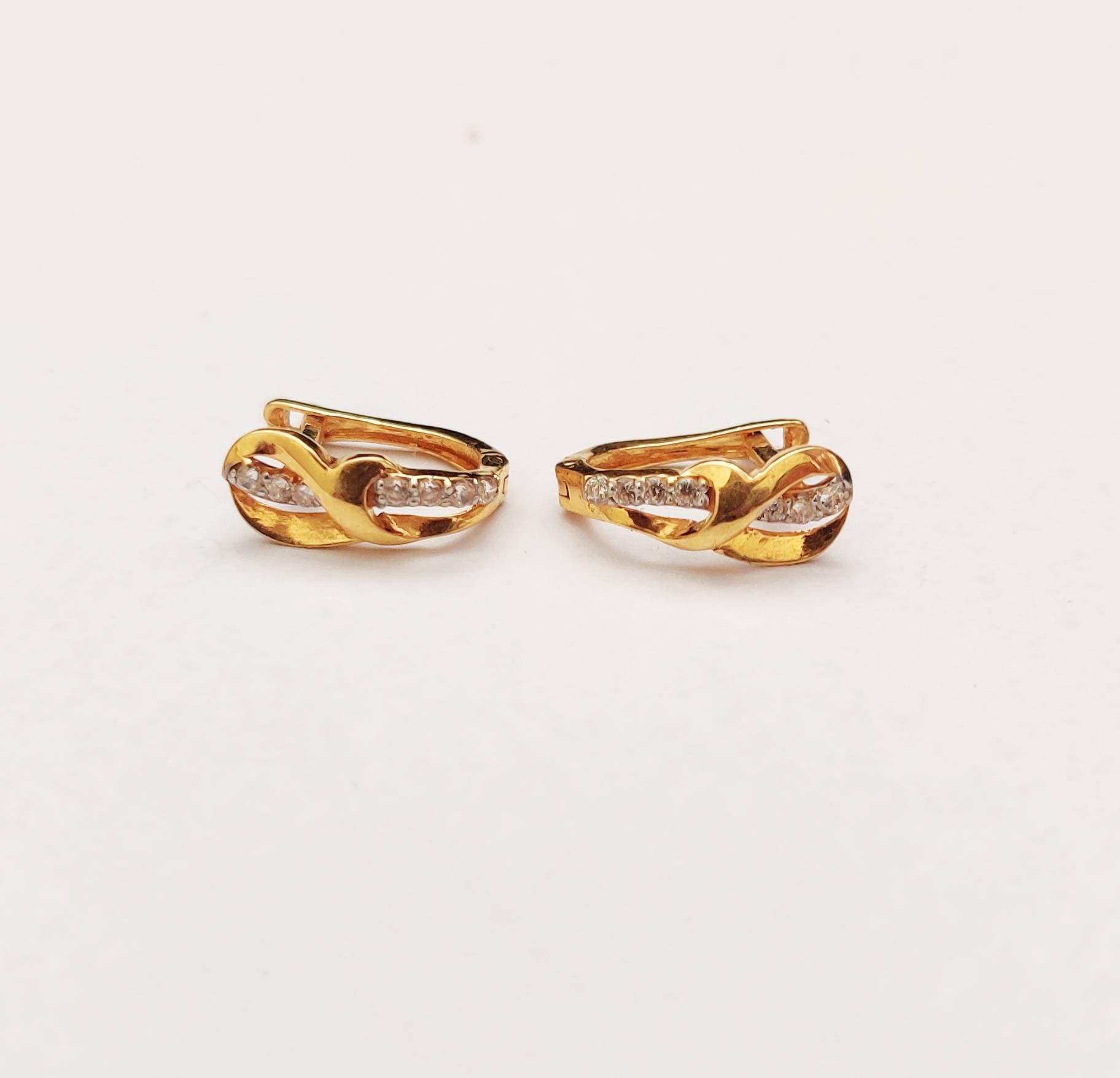 22k Gold Earrings-solid Gold U Shape Stud Earrings-indian Gold Stud ...