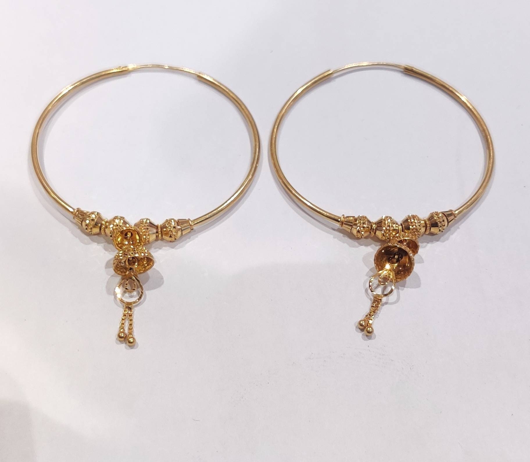 50mm 22K Gold Large Hoops, Solid Gold Hoops, Big Gold Earrings ...