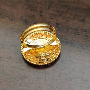 22k Solid Gold Coin Ring- Vintage Designer Gold Coin Ring- Ginni Coin ...