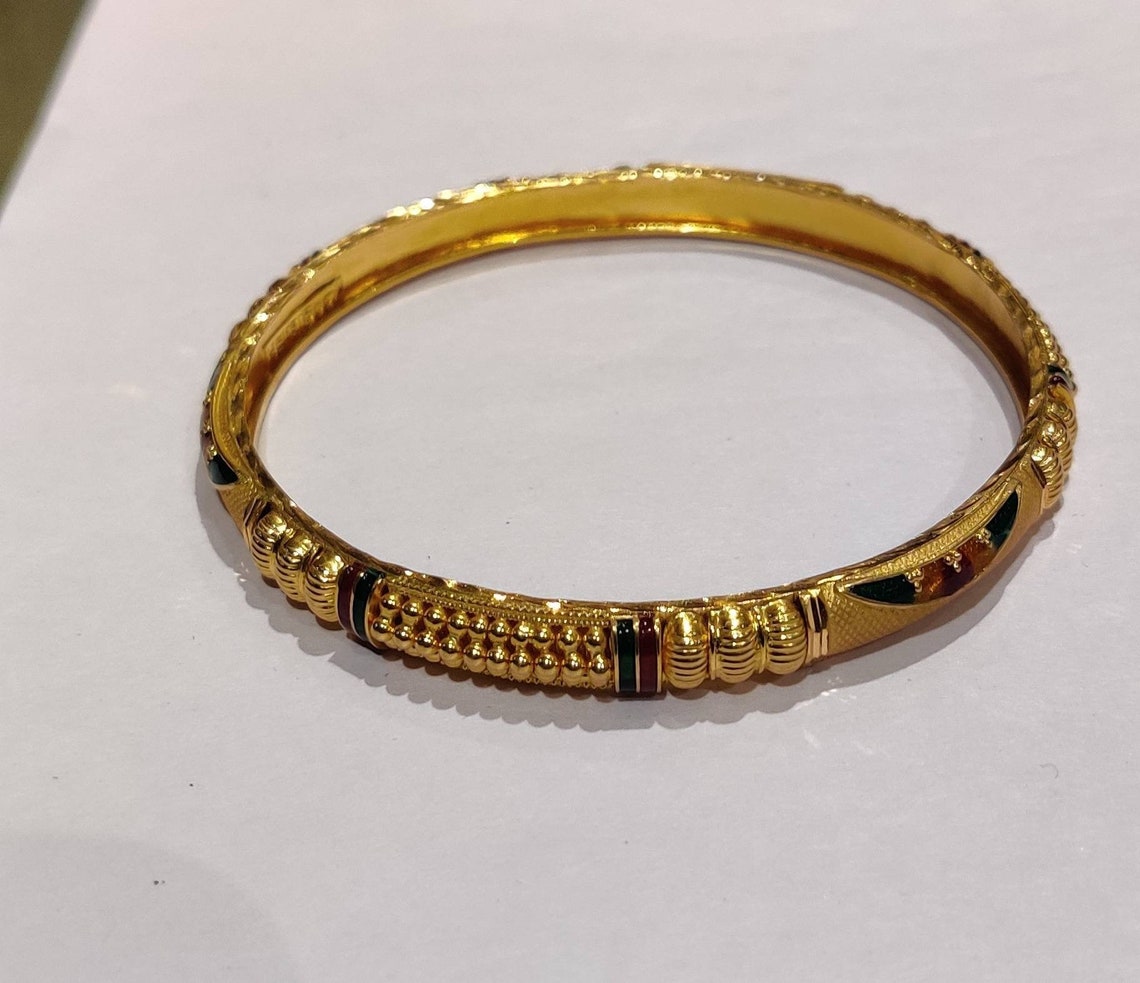 22k Solid Gold Bangle Set Solid Gold Indian Bangles Hallmark | Etsy