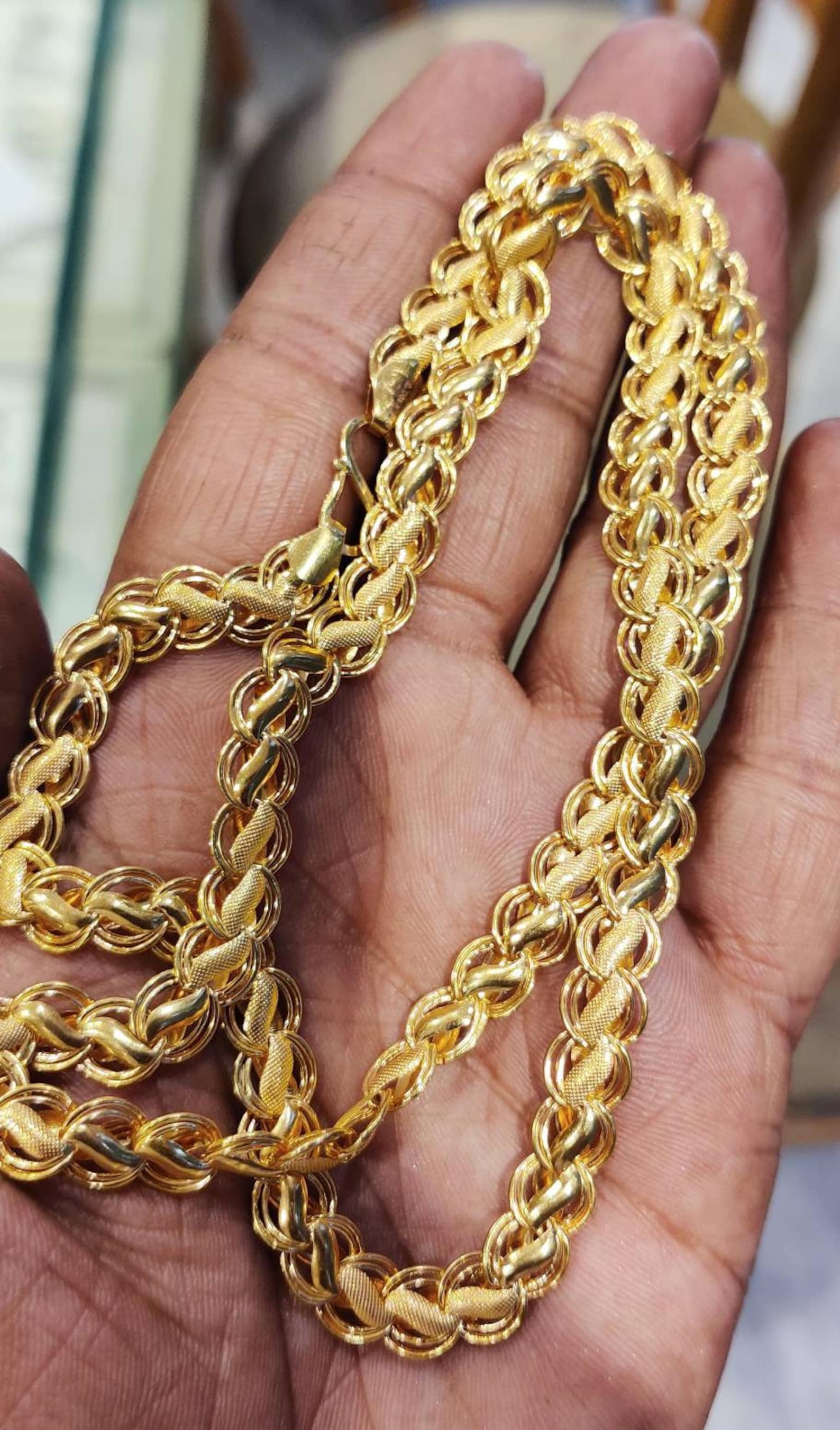 22k Gold Link Chain Solid Gold Chain Pure and Genuine Gold - Etsy