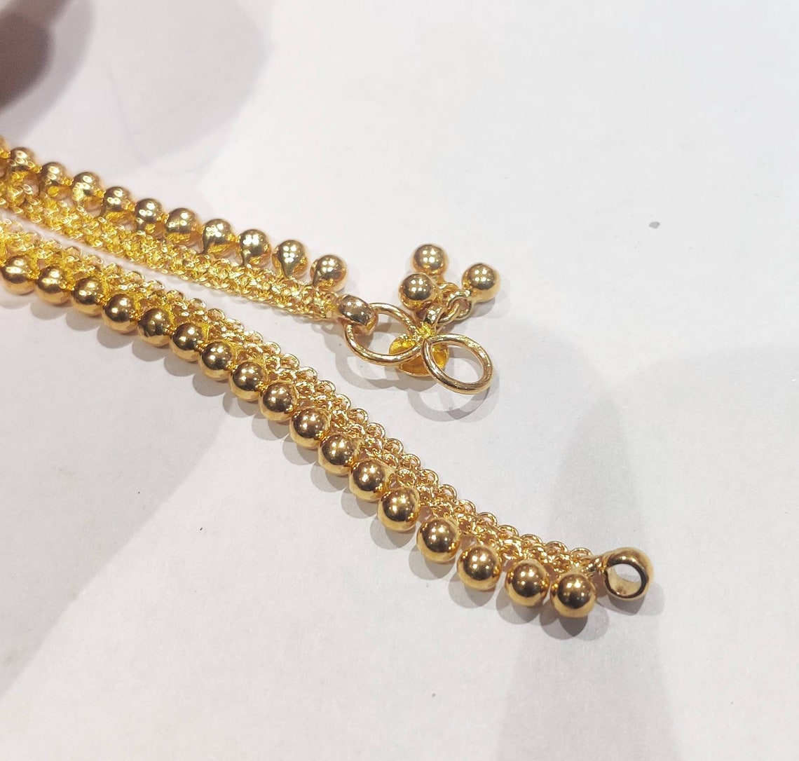 22k Gold Anklets, Solid Gold Anklet, Indian Anklet, Rajasthani Gold ...