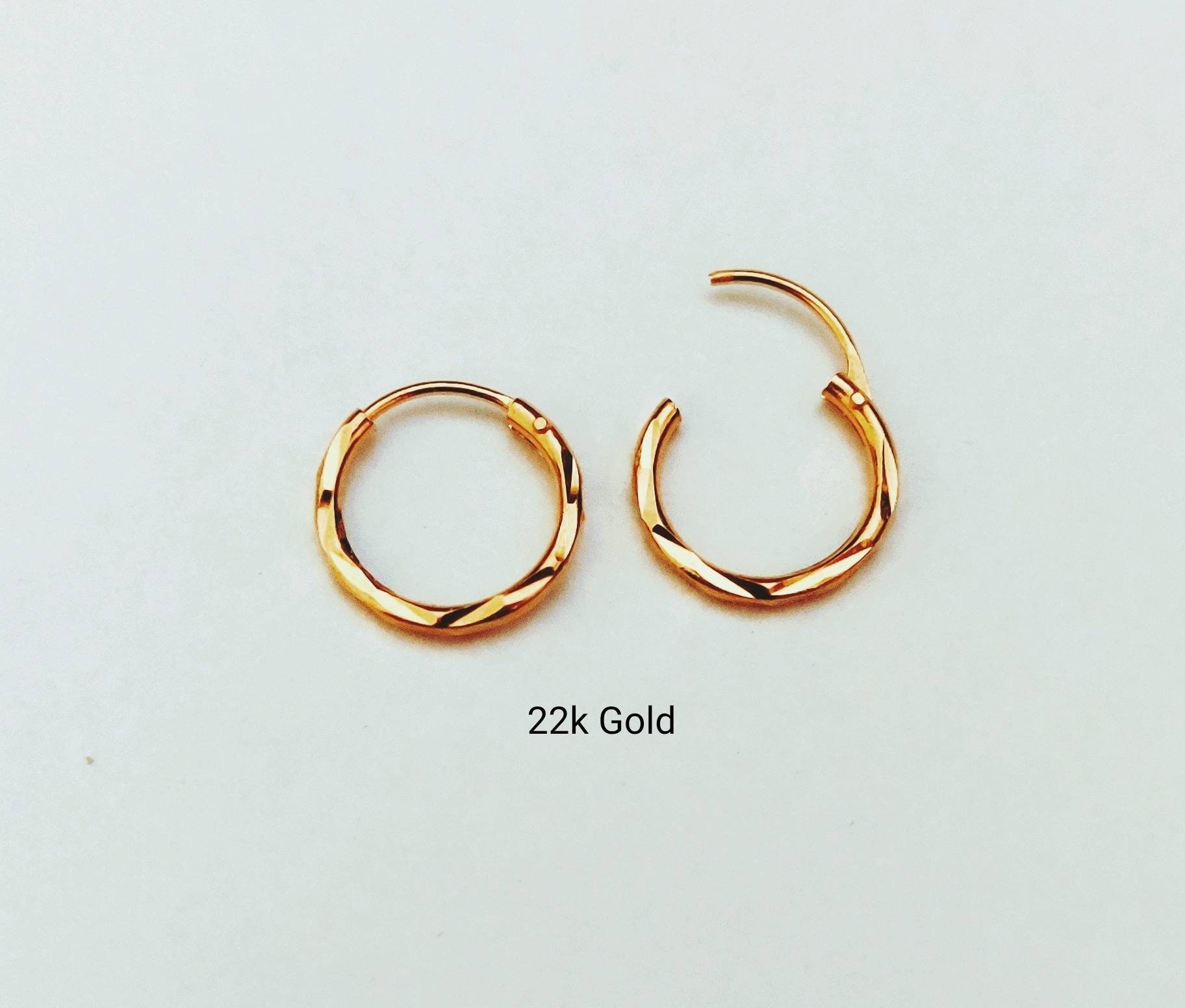 22k Gold Hoops Handmade Gold Earrings Tiny Gold Hoops Solid - Etsy