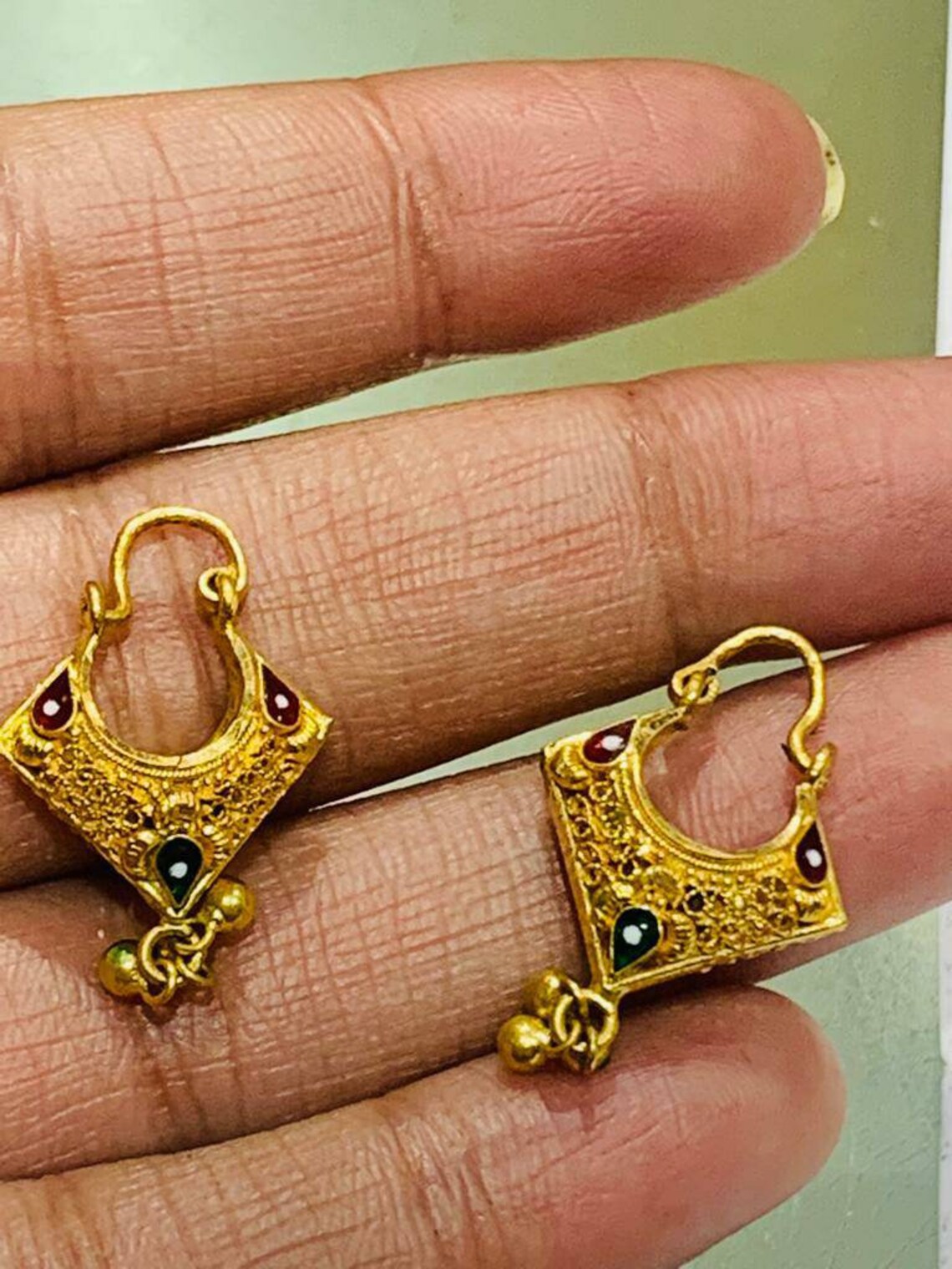 22K Gold Hoops Solid Gold Hoops Gold Earrings Handmade Gold | Etsy