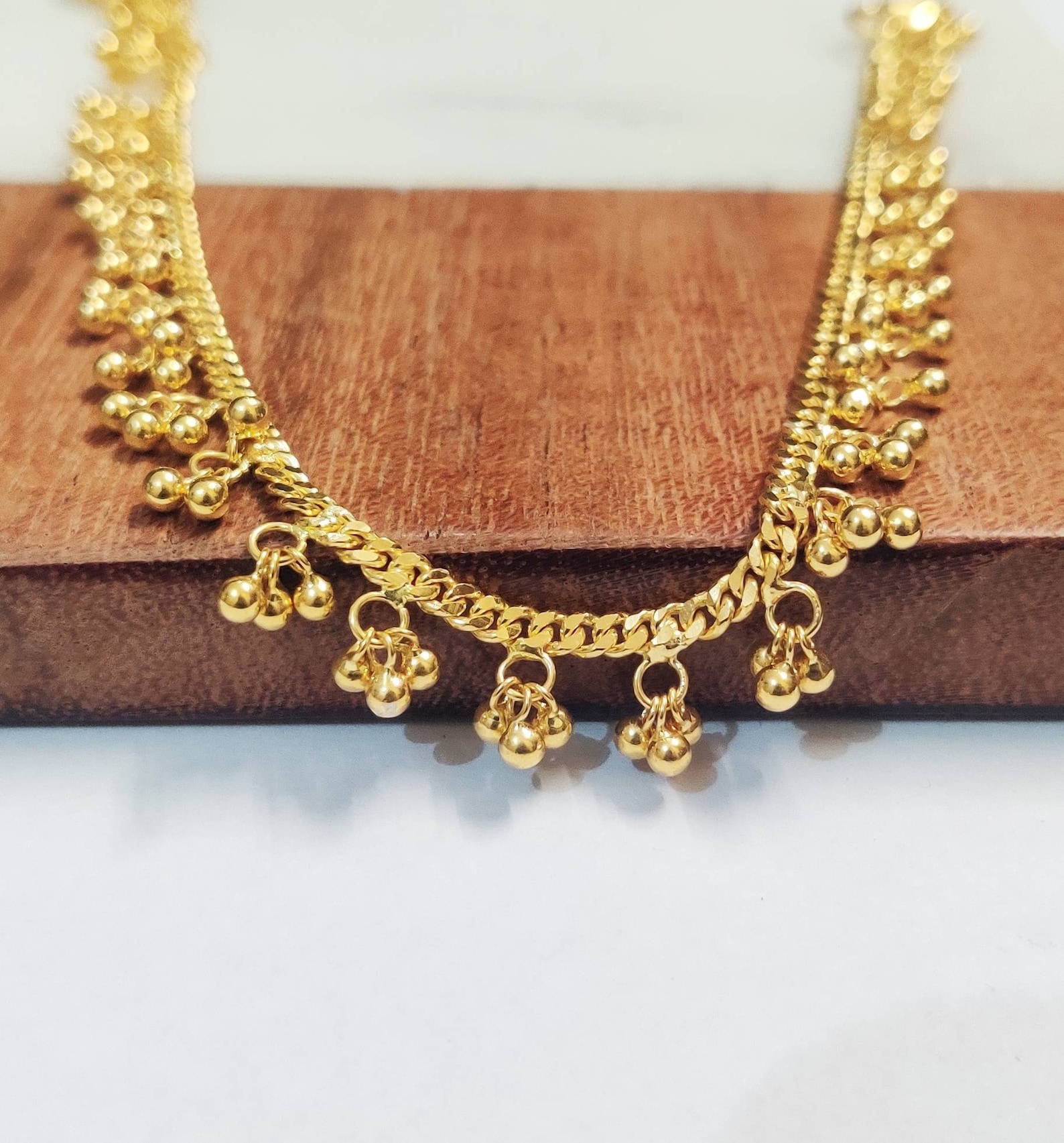 22k Gold Anklets, Solid Gold Anklet, Indian Anklet, Rajasthani Gold ...