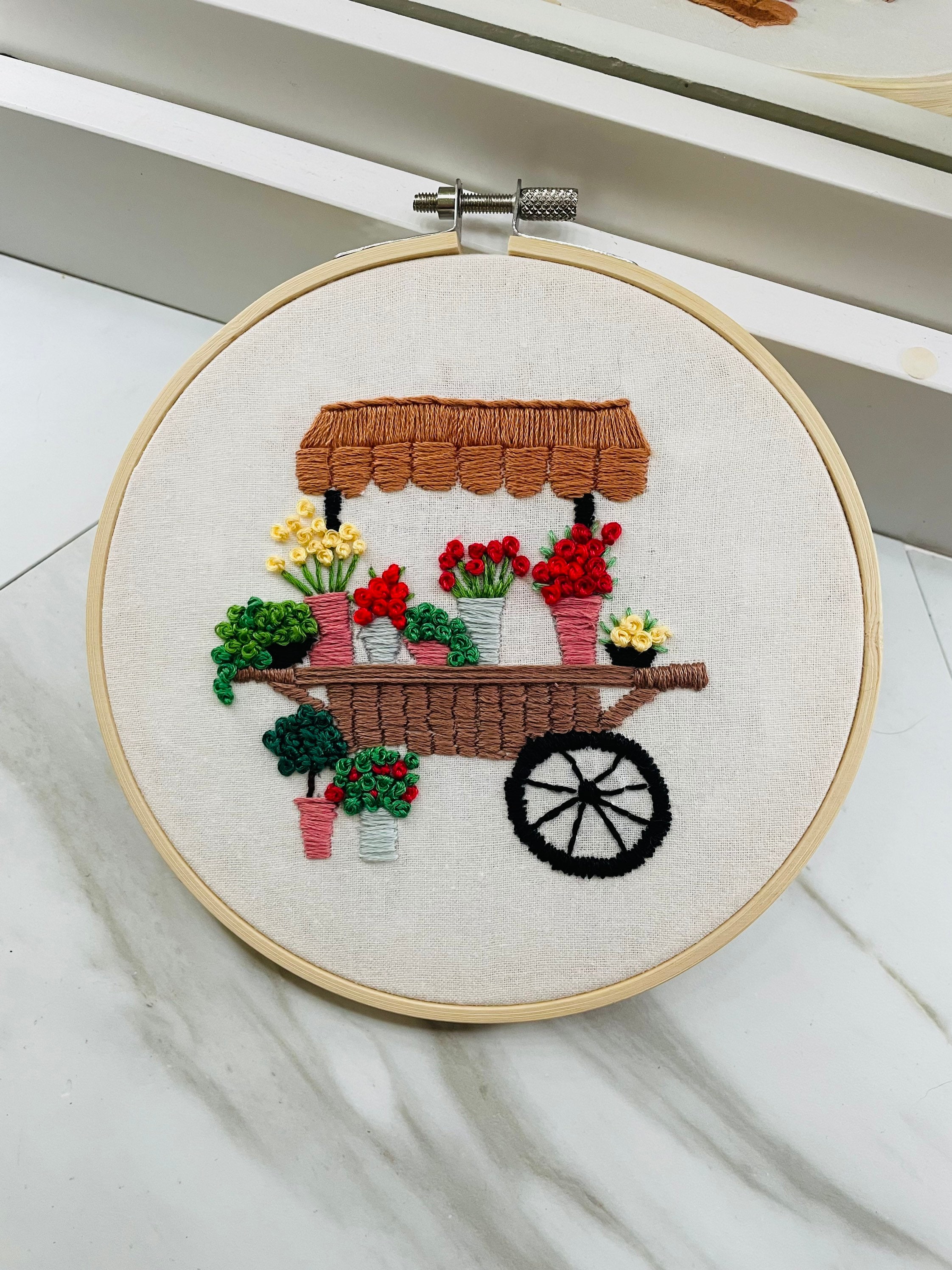 Flower Cart Embroidery - Etsy